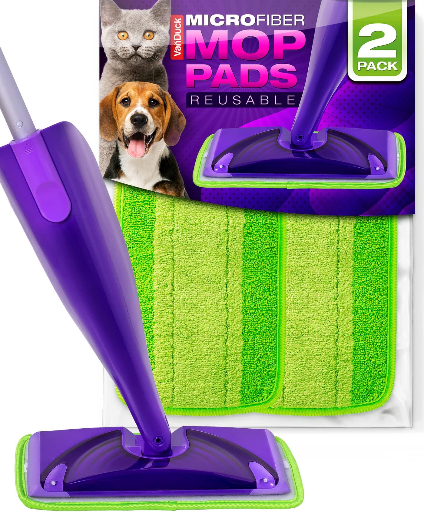 Amazon.com: VanDuck Reusable Mop Pads Compatible with Swiffer WetJet (2 ...