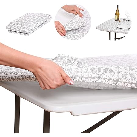 Amazon.com : TopTableCloth Plastic Vinyl Tablecloth Silver Patterned ...