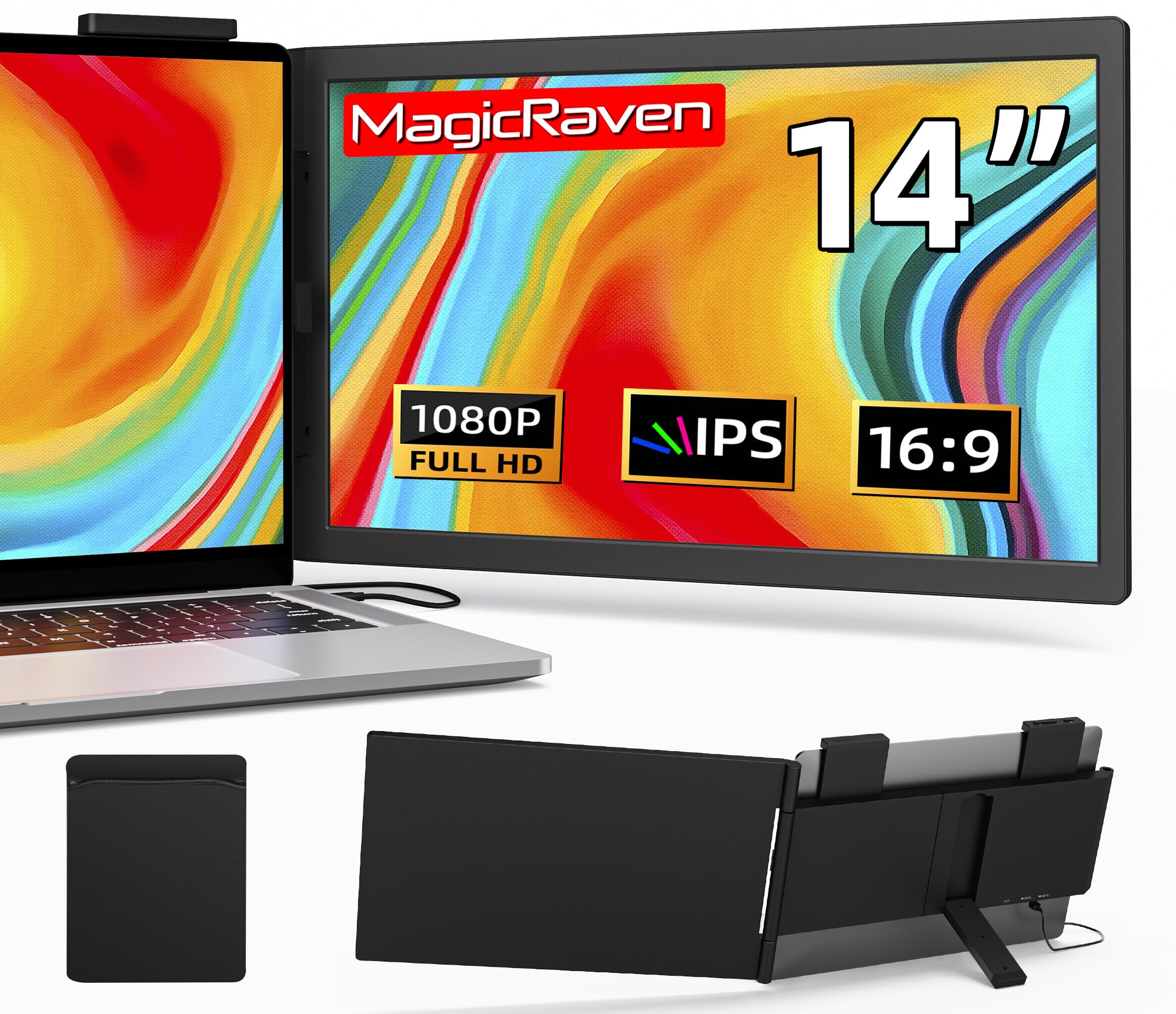 MAGICRAVEN Laptop Screen Extender Portable - 14 Inch IPS FHD 1080P HDMI ...