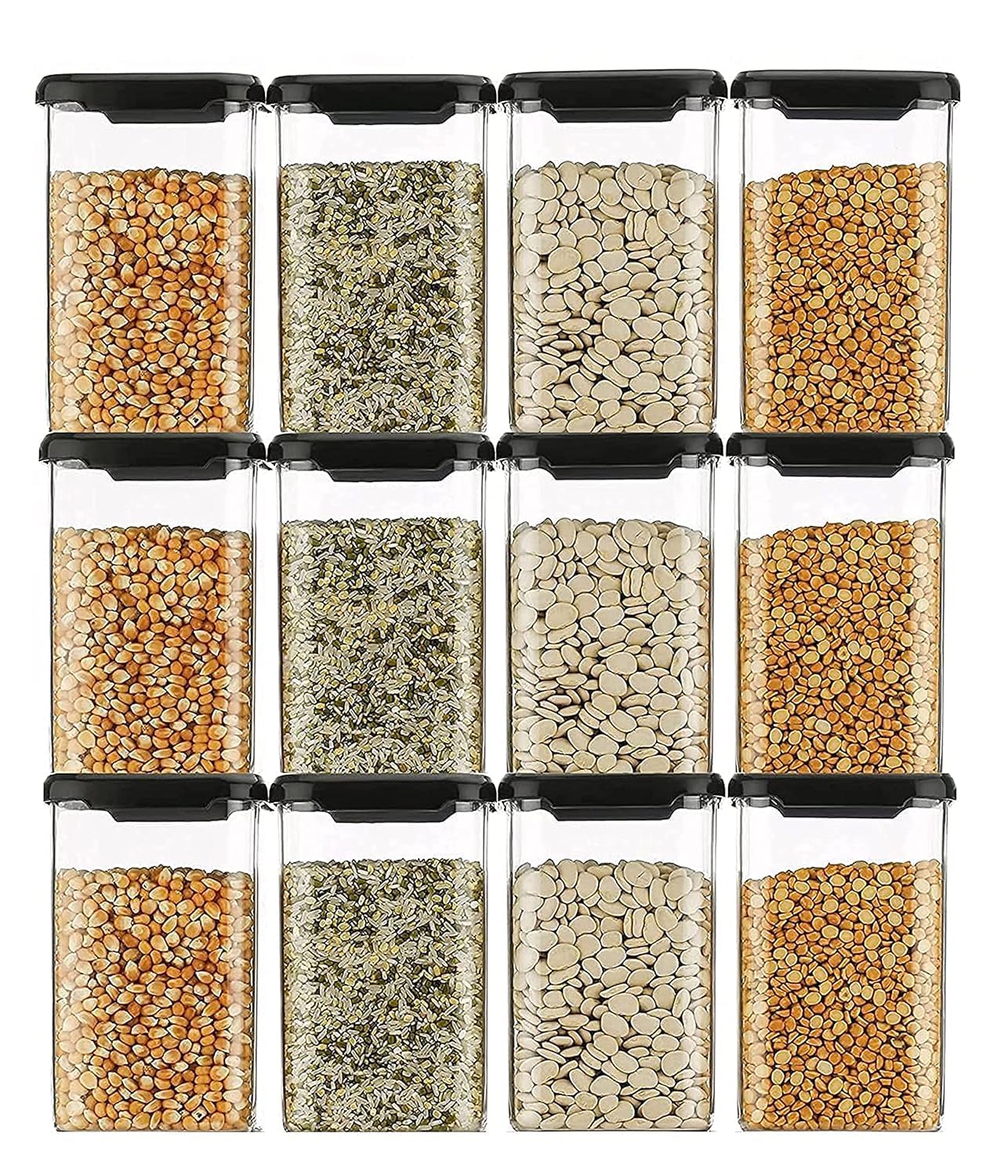 OneFire Unbreakable Air Tight Square Plastic Containers Set for Kitchen ...