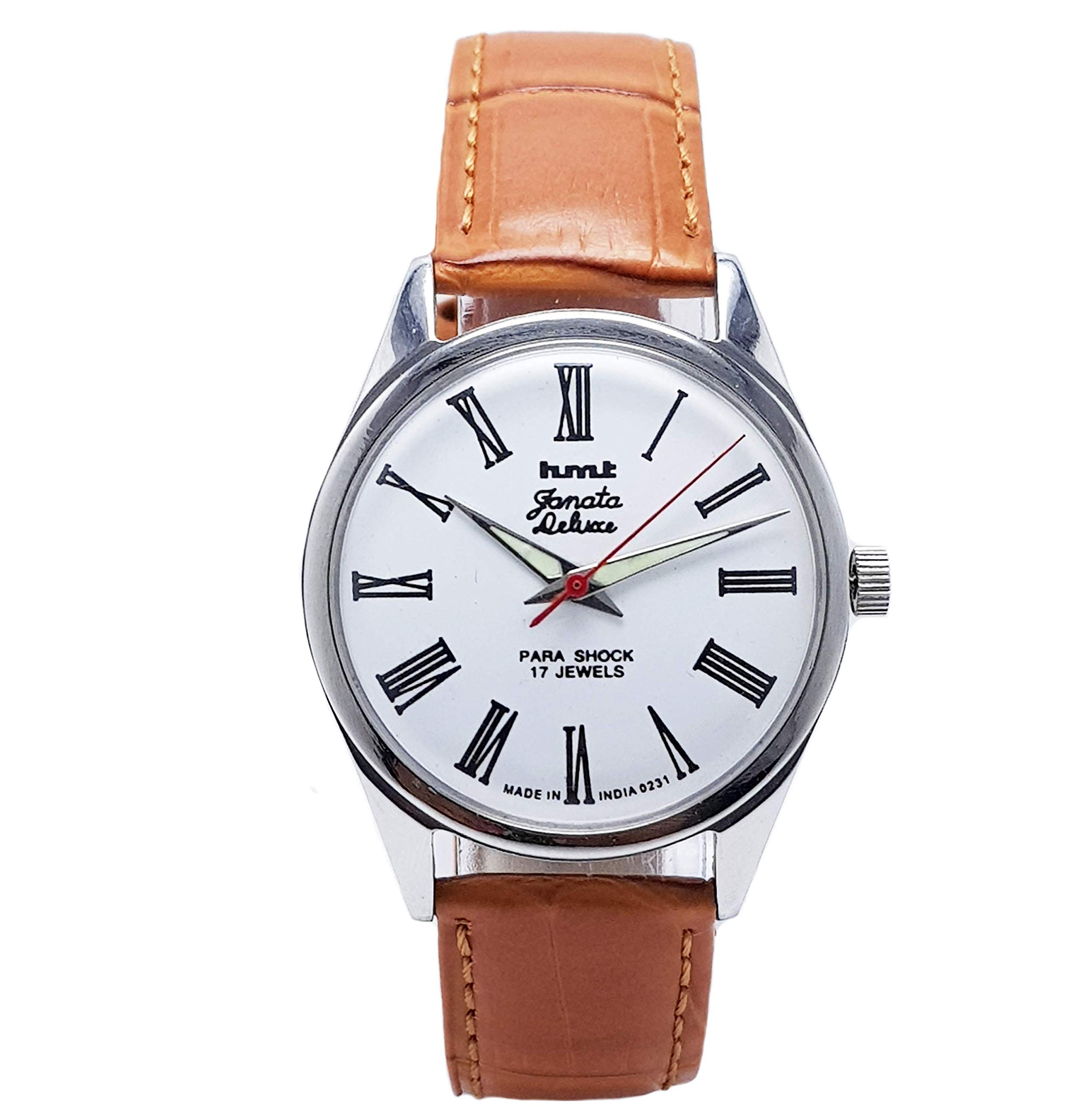 Buy HMT Janta Deluxe Retro White Dial Roman Numerals Mechanical Hand ...