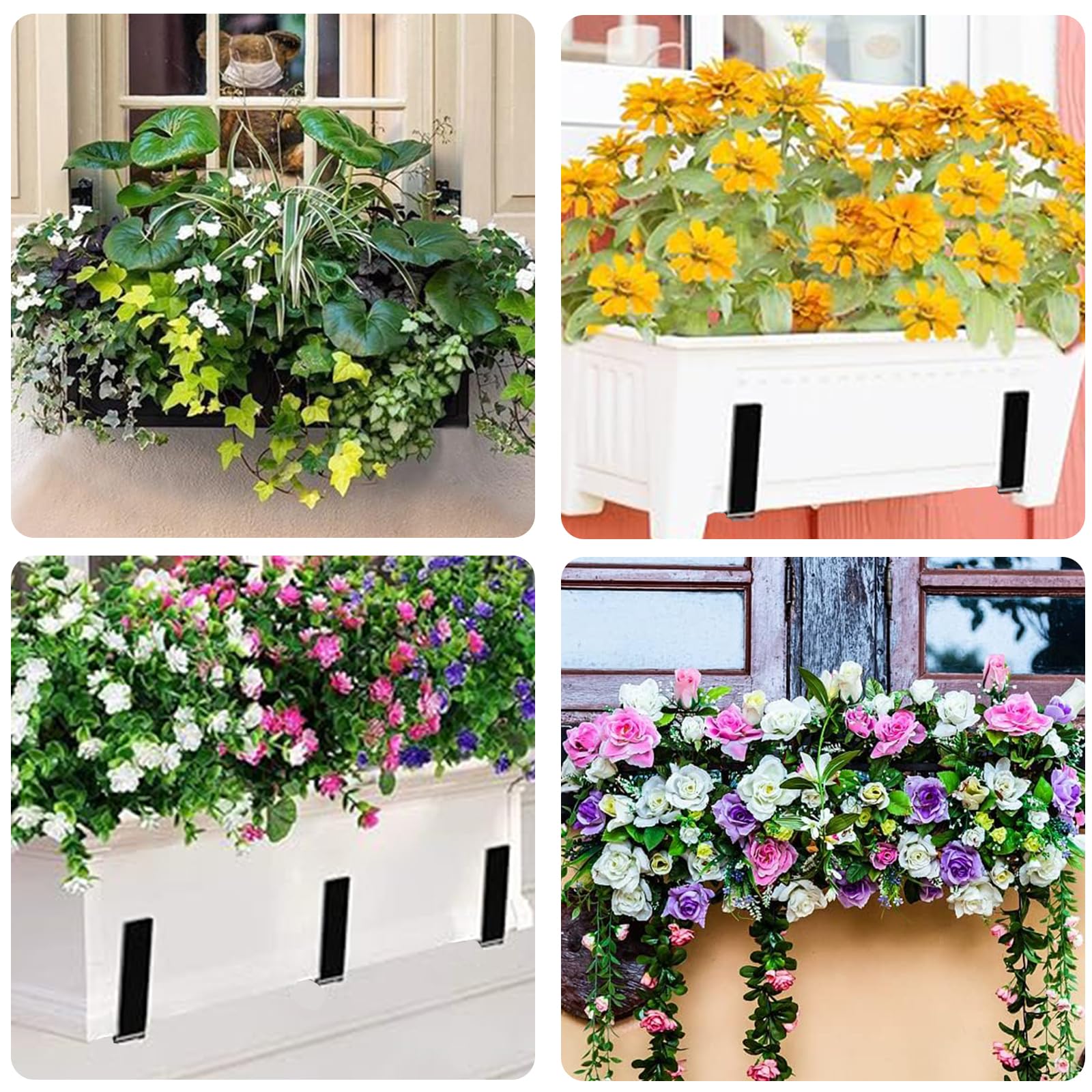 Snapklik.com : 6 Pack Window Box Brackets For Railing Adjustable ...