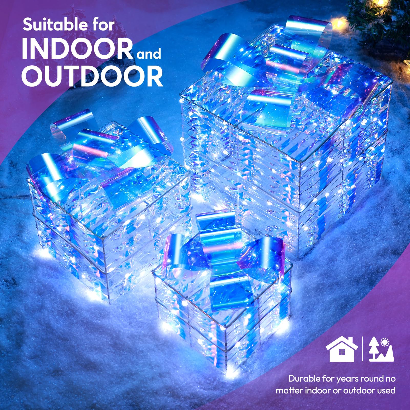 Snapklik.com : Hatisan 3 Pack 150 LED Lighted Gift Boxes Christmas ...