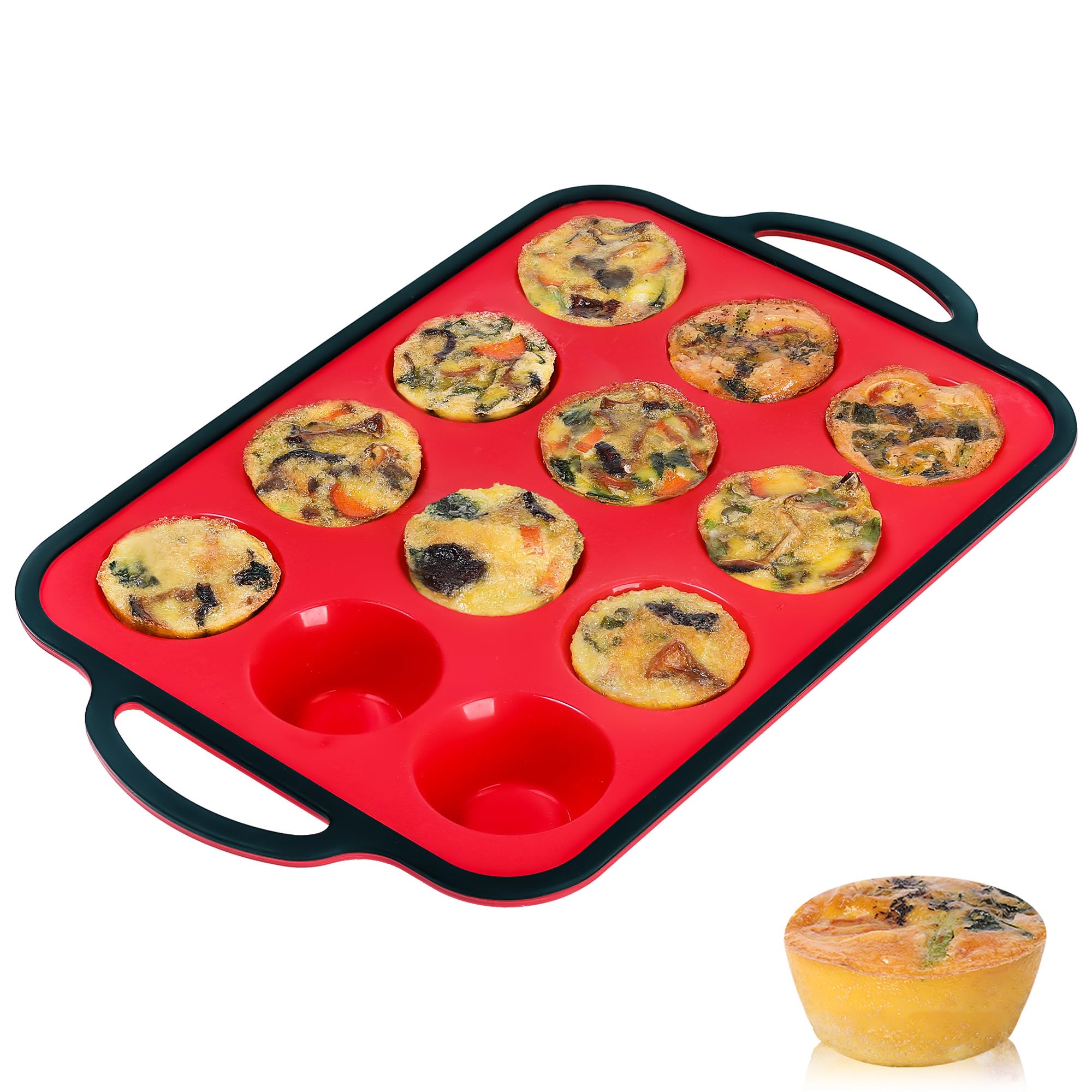 Amazon.com: CAKETIME Silicone Muffin Pan, Metal Reinforced Frame Larger ...