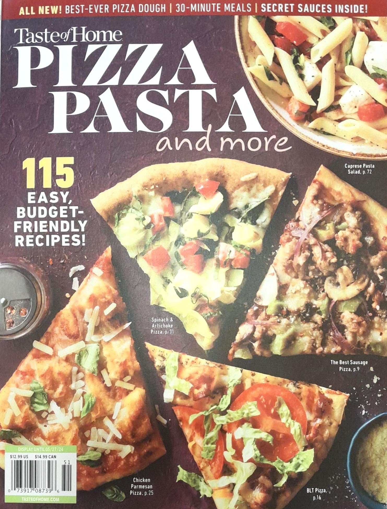 Taste Of Home Pizza Pasta Magazine Issue 51 115 Easy, Budget- Friendly ...