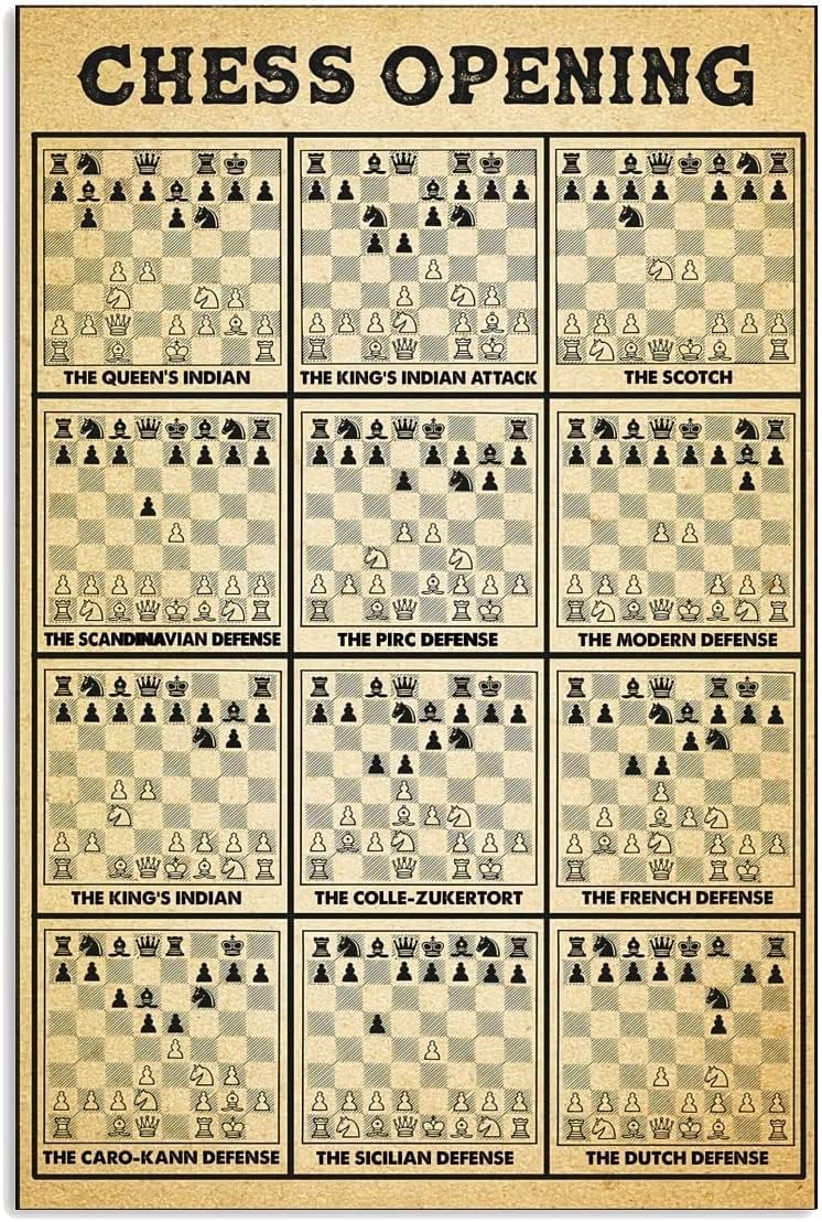 Amazon.com: Chess Knowledge Metal Tin Signs Chess Opening Reading ...
