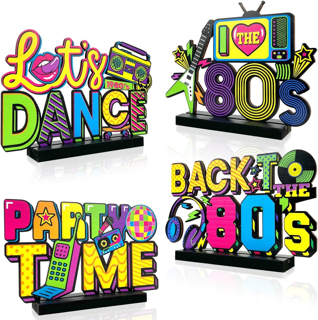 Amazon.com: 80s Party Decorations 4Pcs 80s Table Centerpieces 1980s Hip ...