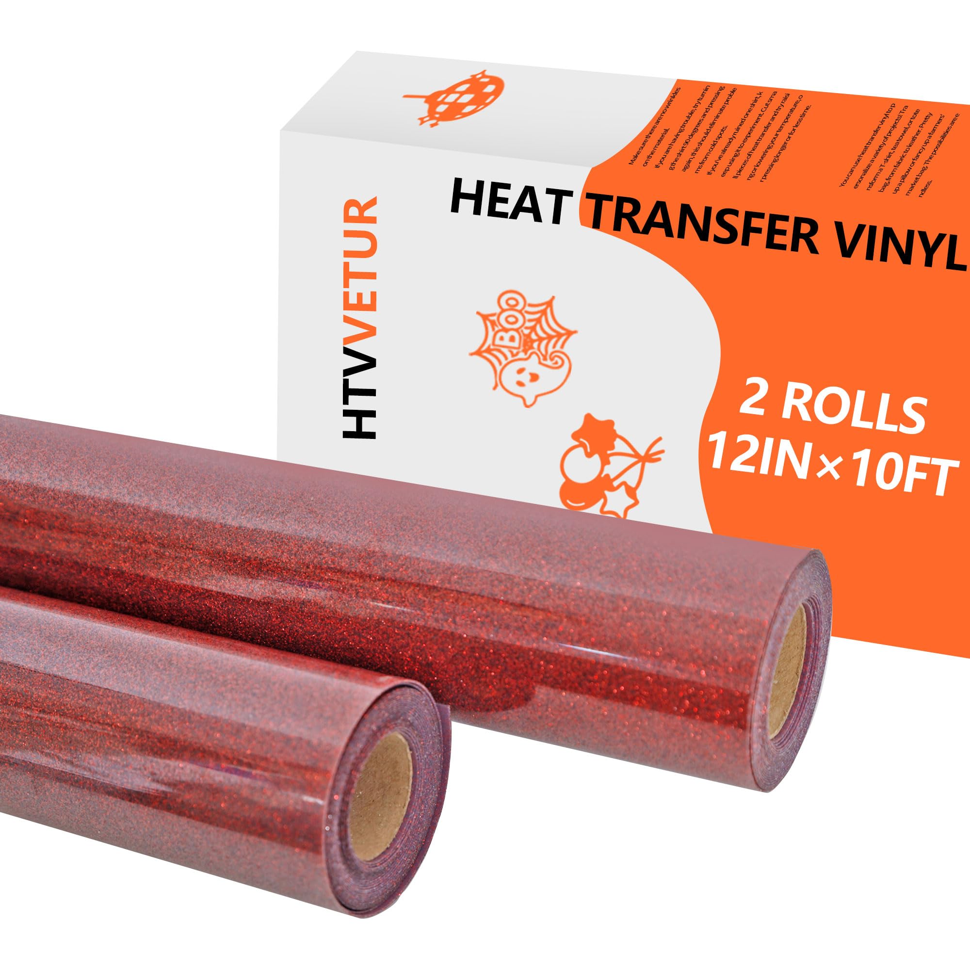 Amazon.com: HTVVETUR Glitter Red HTV Vinyl Heat Transfer Vinyl - 2 ...