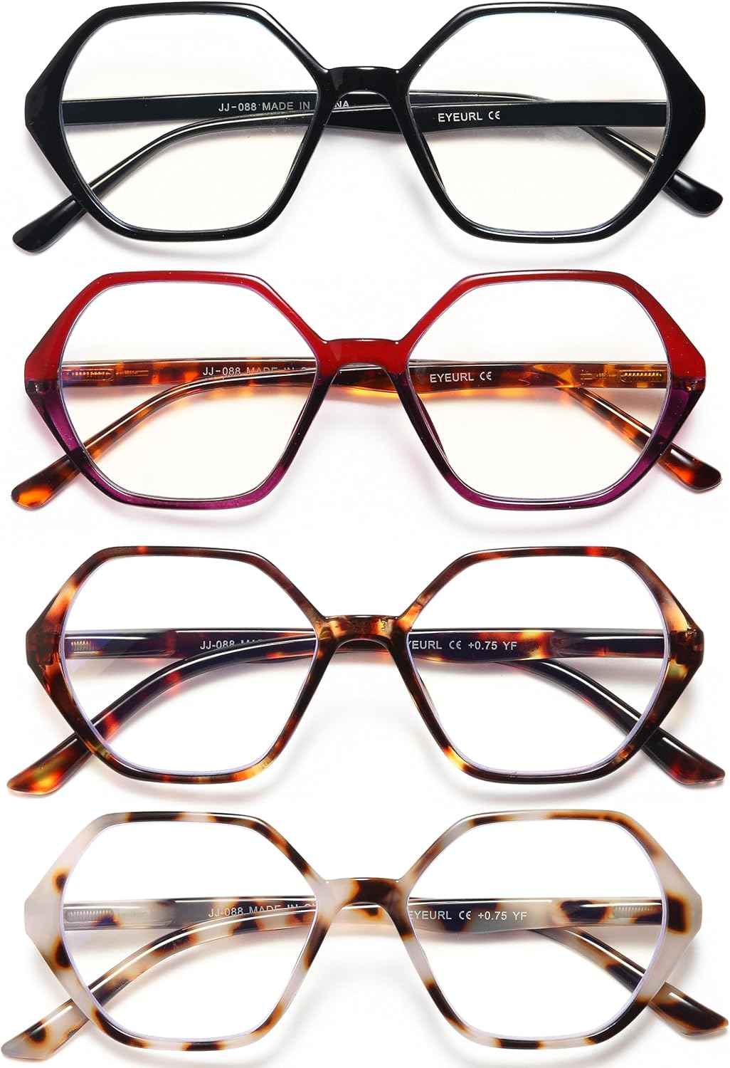 Amazon.com: EYEURL 4-Pack Reading Glasses for Women Blue Light Blocking ...