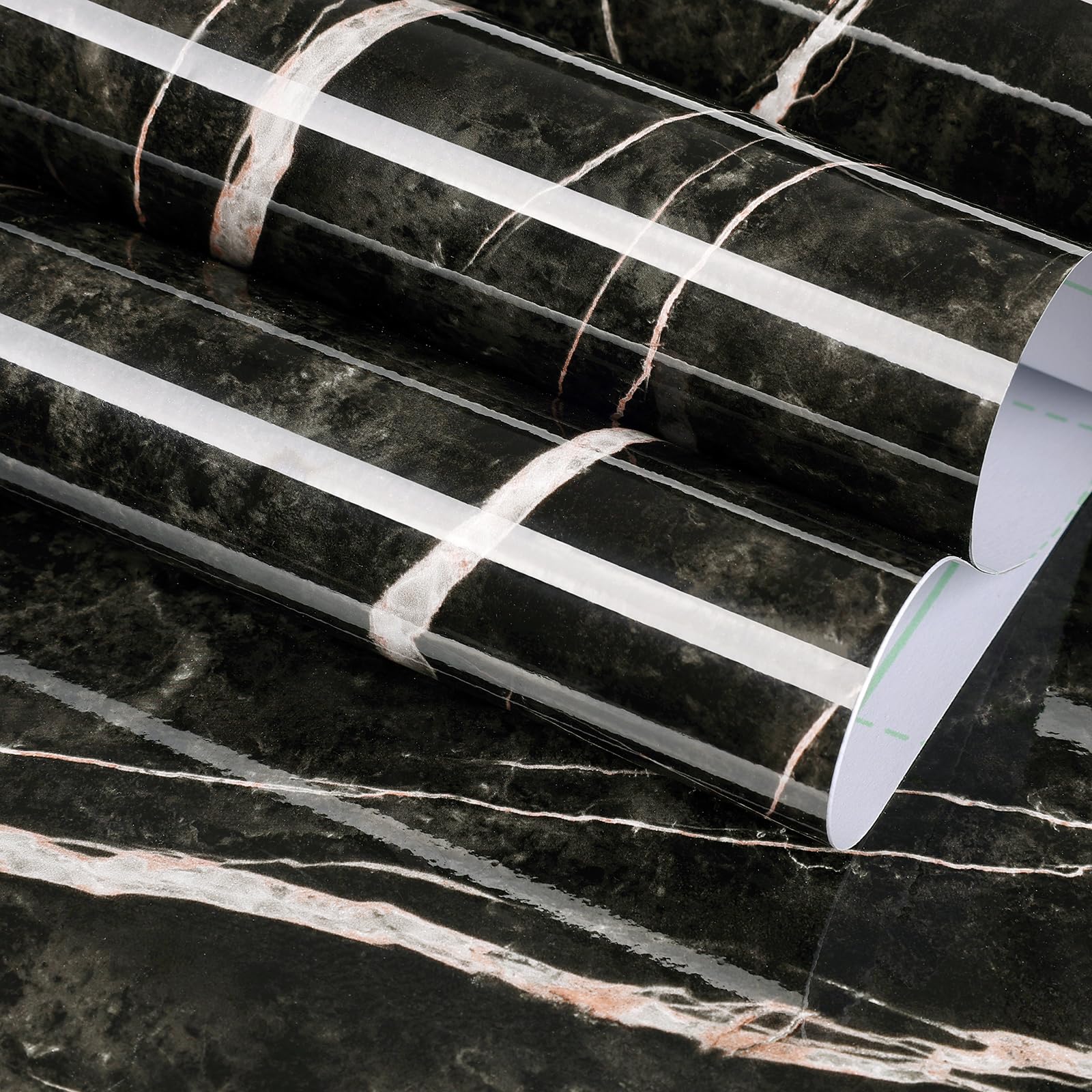 FunStick Black Marble Contact Paper for Countertops Waterproof Pink ...