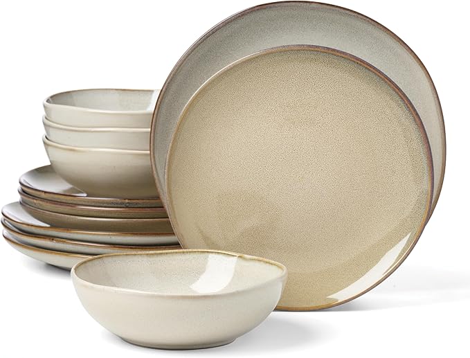 Amazon.com | Oneida 897208 Organic Shades 12-Piece Dinnerware Set ...