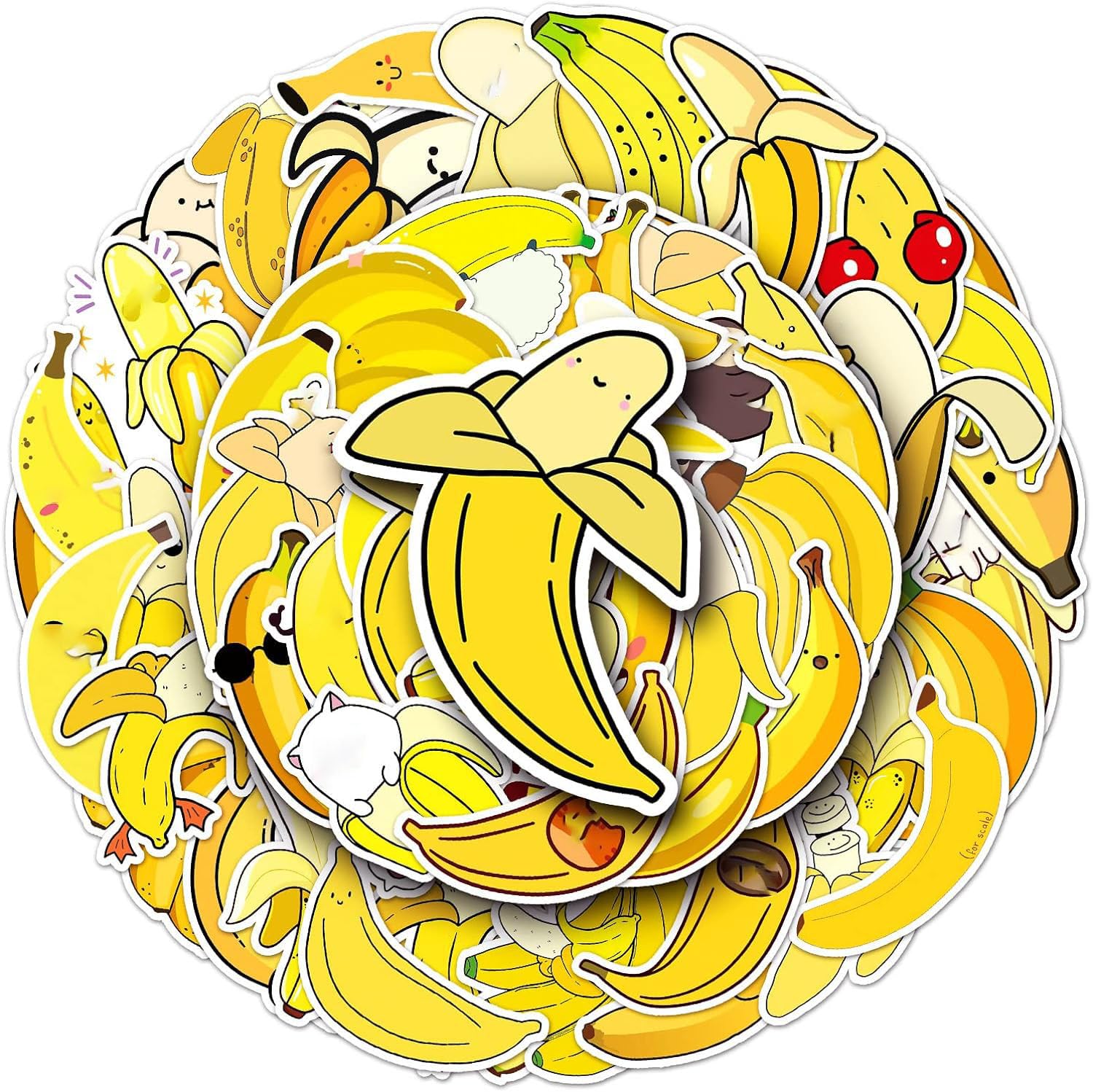 Amazon.com: 50 Packs Cute Banana Stickers Water Bottles Laptop Phone ...
