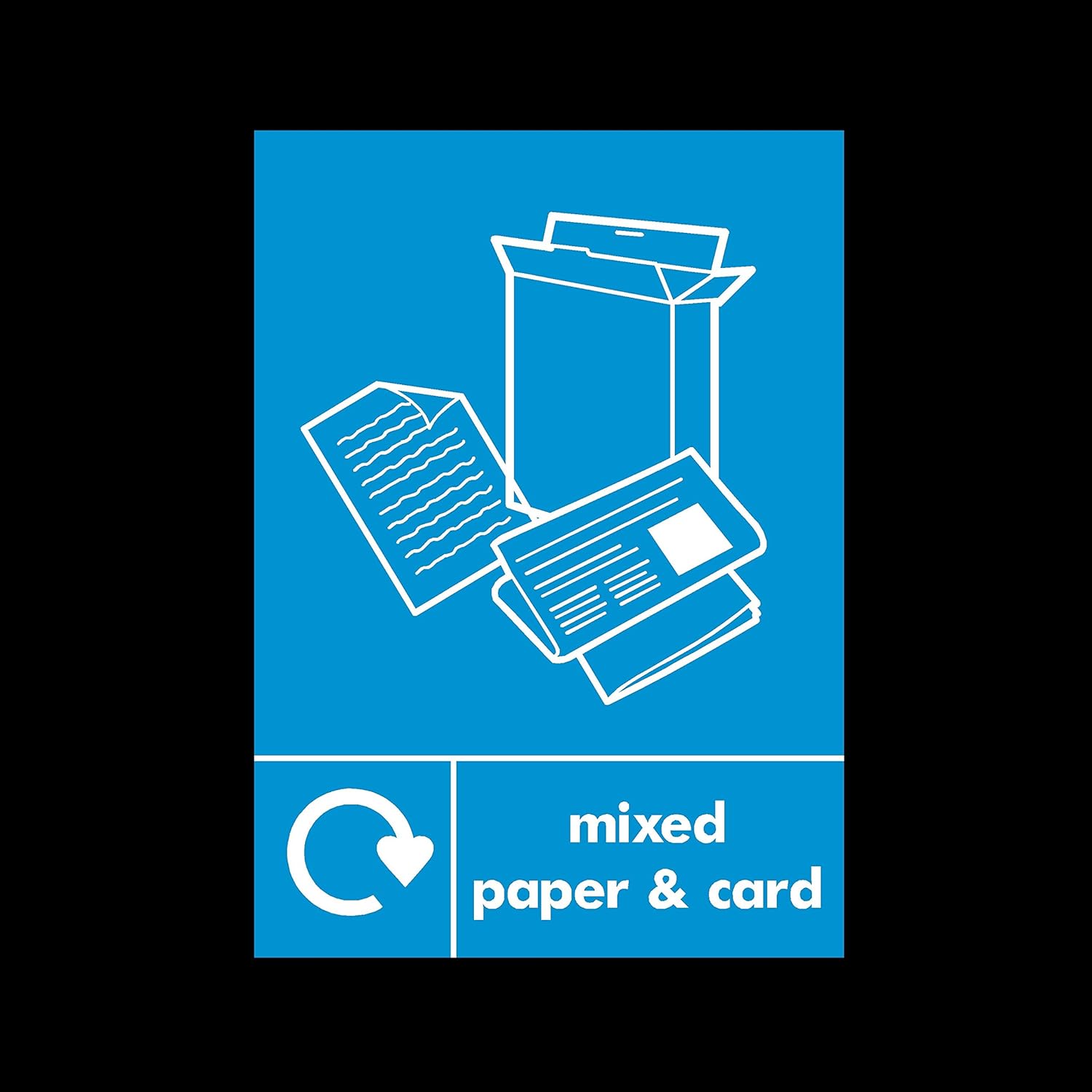 Mixed Paper & Card Recycling Sticker/Self Adhesive Sign - Environment ...