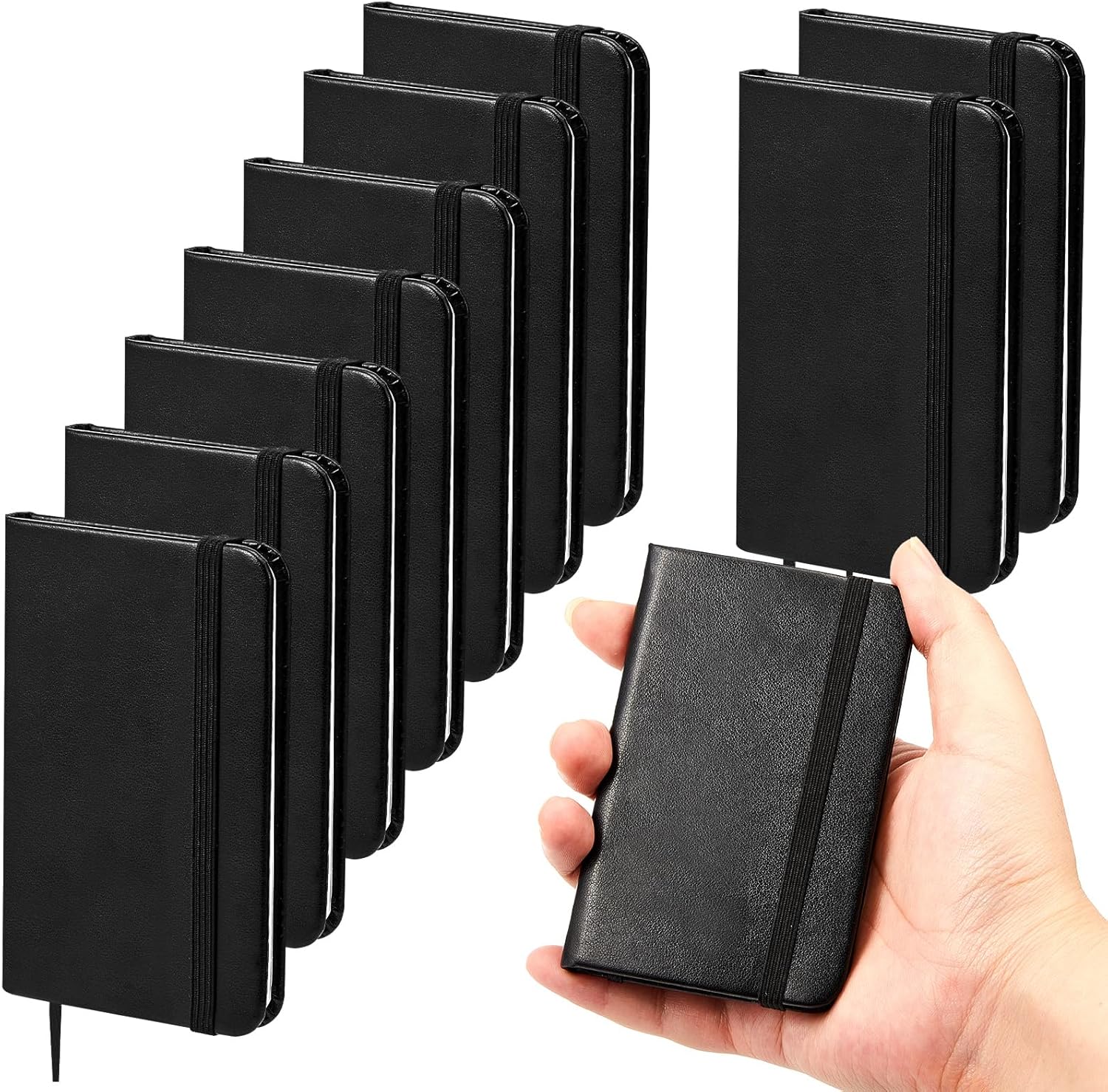 Amazon.com : Qeeenar 10 Pcs Hardcover Leather Pocket Notebook 4 x 2.5 ...