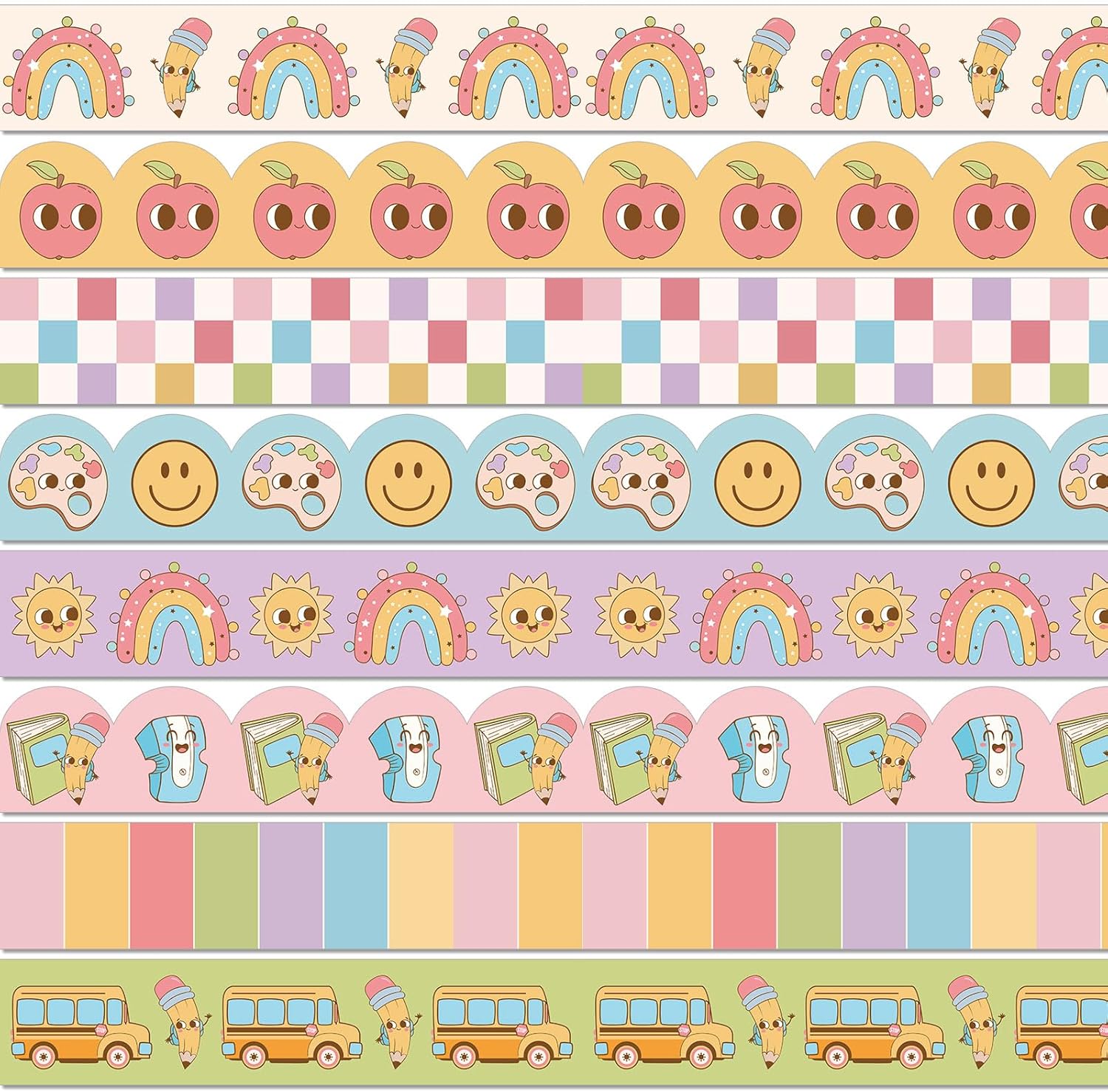 Amazon.com: Whaline 82 Ft Groovy Bulletin Board Borders Colorful Boho ...