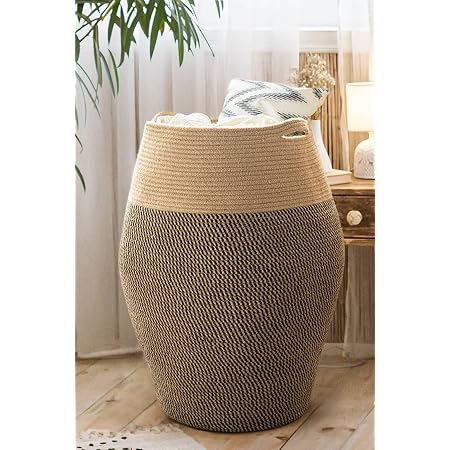 Amazon.com: OIAHOMY Laundry Hamper Woven Rope Large Clothes Hamper 25.6 ...