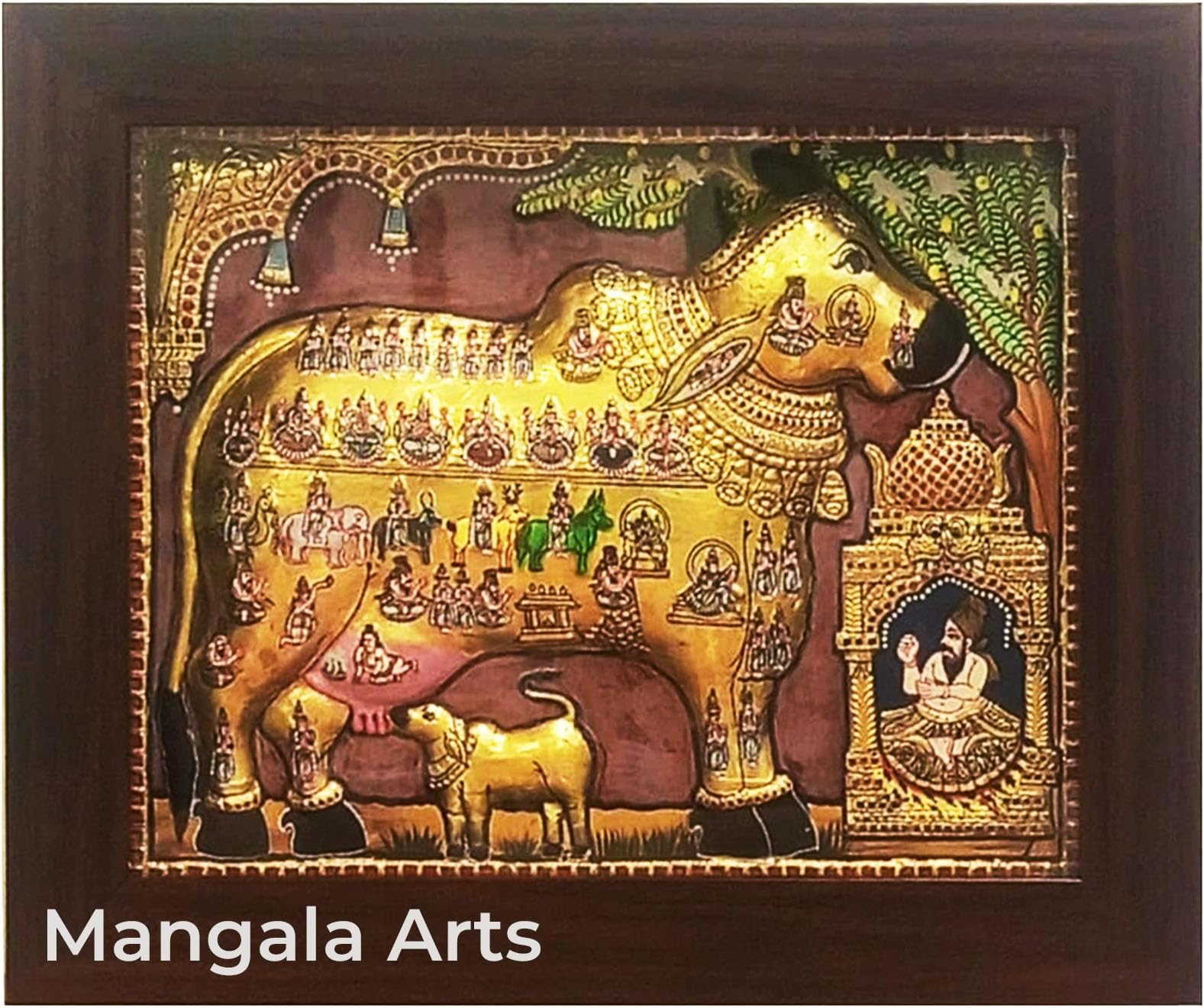 Mangala Arts Kamadhenu 3D Tanjore painting, 24 Carat Gold Foil ...