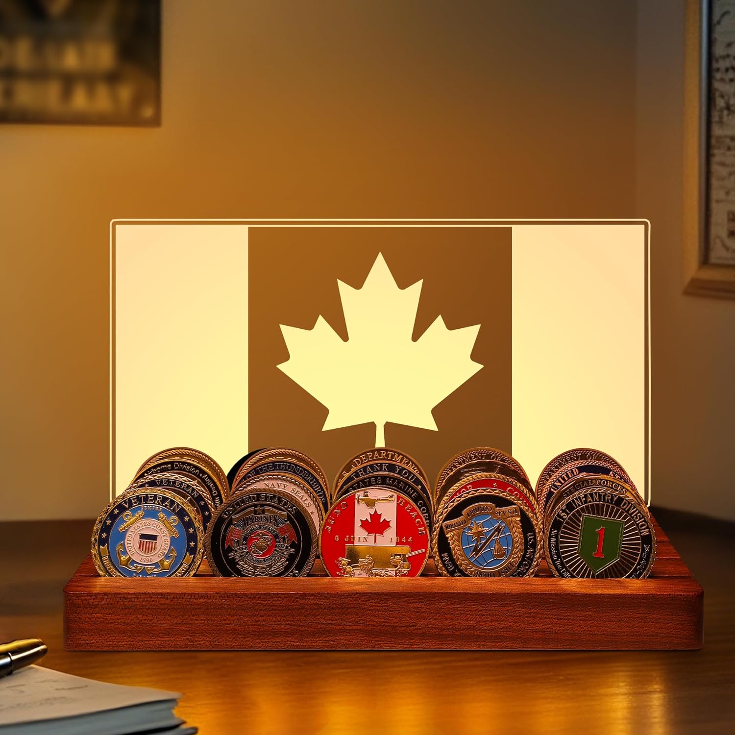 Lampeez Challenge Coin Display & Holder - Canadian Flag Military Coin ...