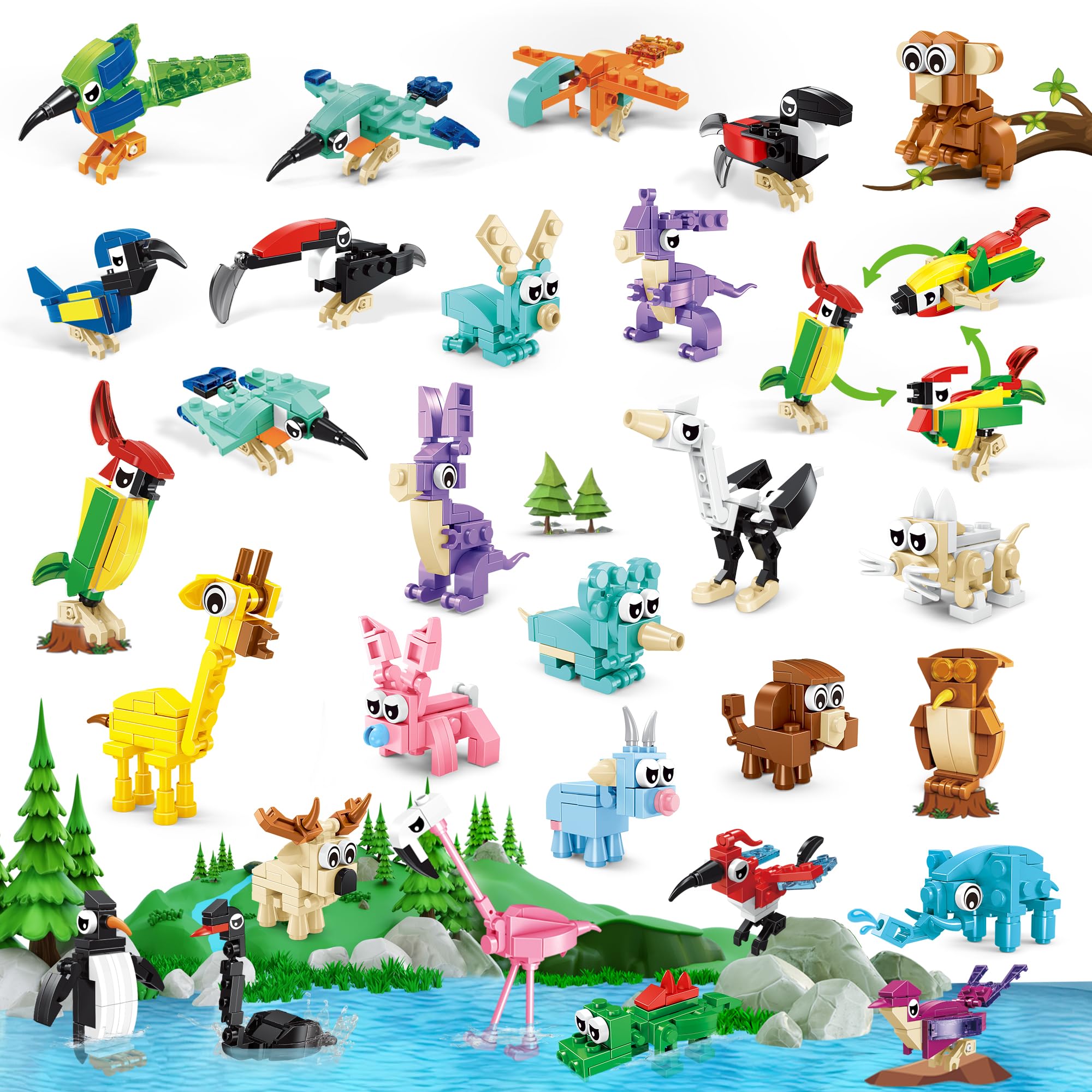 Amazon.com: Party Favors for Kids | 24-Pack Animal Building Block Set ...