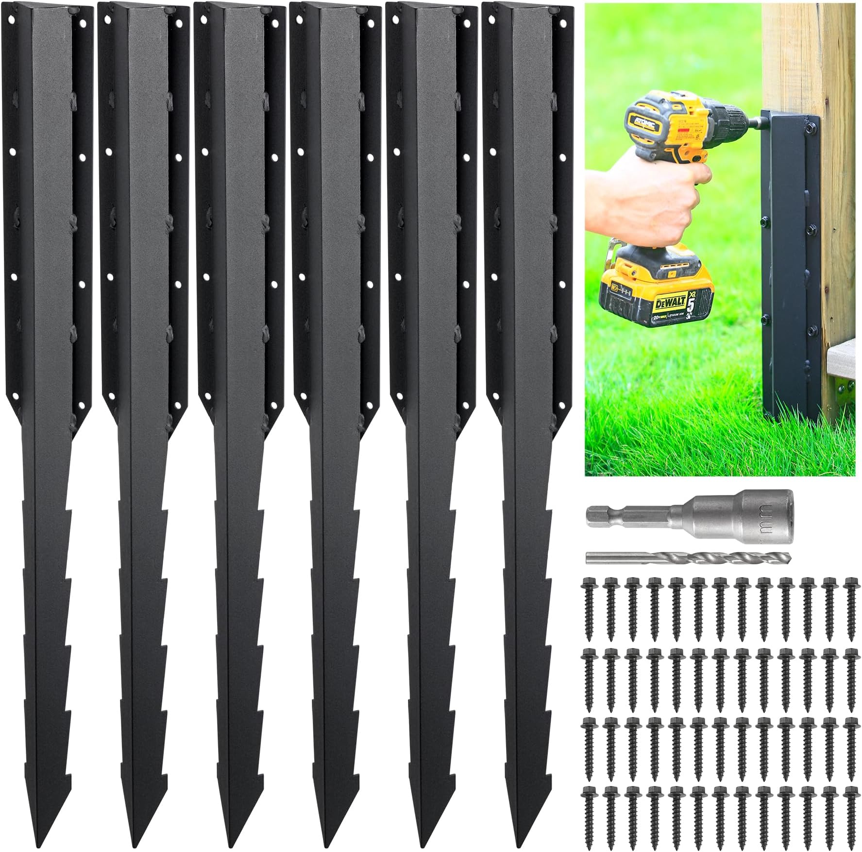 Amazon.com : Samamixx Fence Post Repair Kit, 4 Pack Universal Metal ...