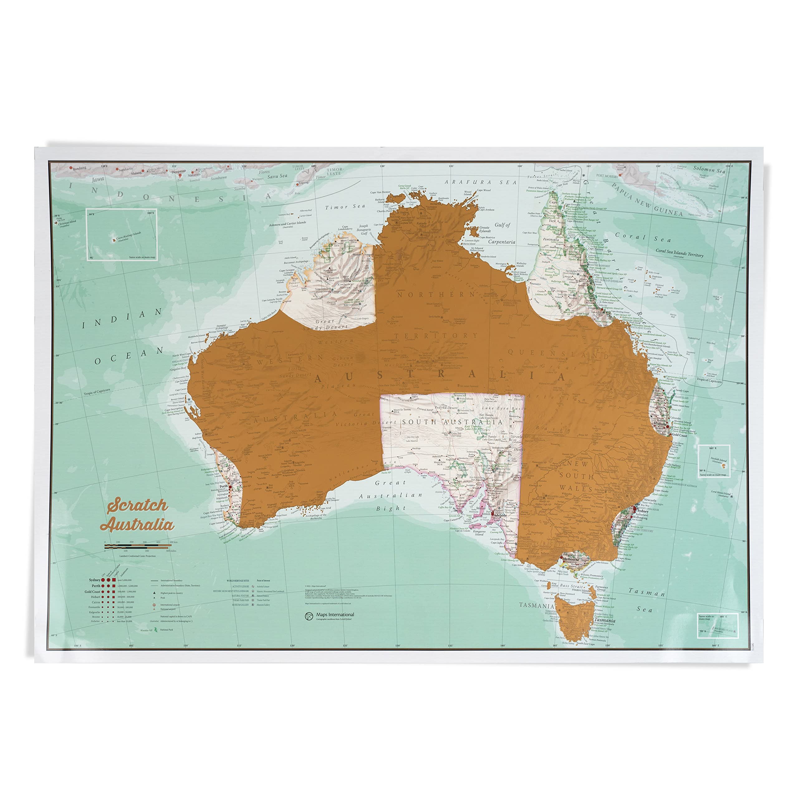 Australia Scratch Travel Map Poster - A2-59 x 42 cm - Maps ...