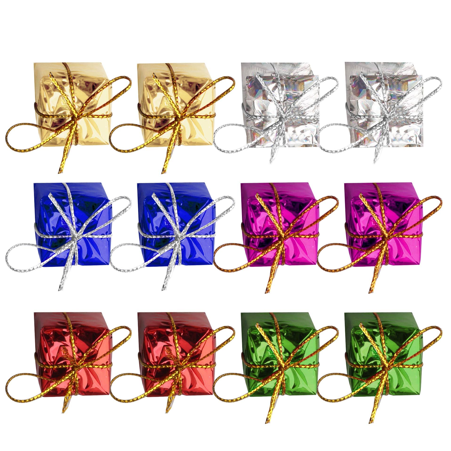 12 Pcs Mini Present Ornament ，Mini Christmas Ornaments Foam Gift Box ...