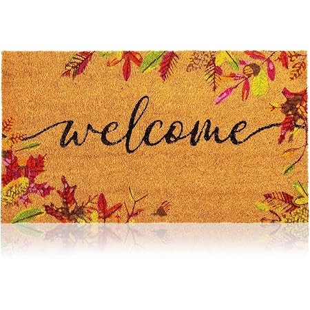 Amazon.com: Welcome Leaves Fall Coir Doormat Natural Fiber Colorful ...