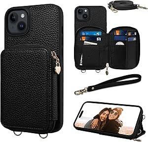 Amazon.com: Keallce Case for iPhone 15 Plus 6.7 inch Case Wallet, Crossbody Zipper for iPhone 15 ...