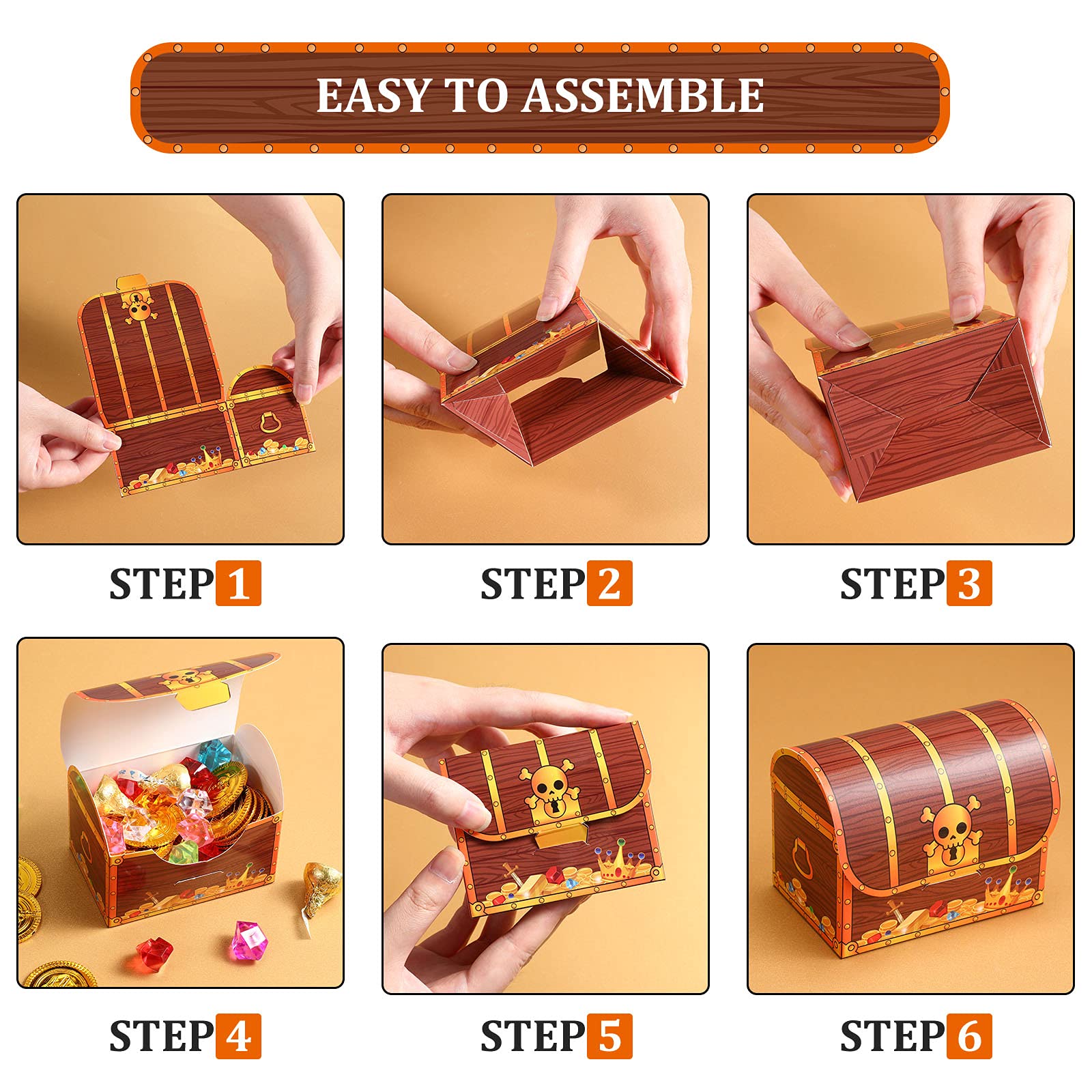 24 Treasure Treat Chest Boxes Cardboard Pirate Treasure Treat Chest ...