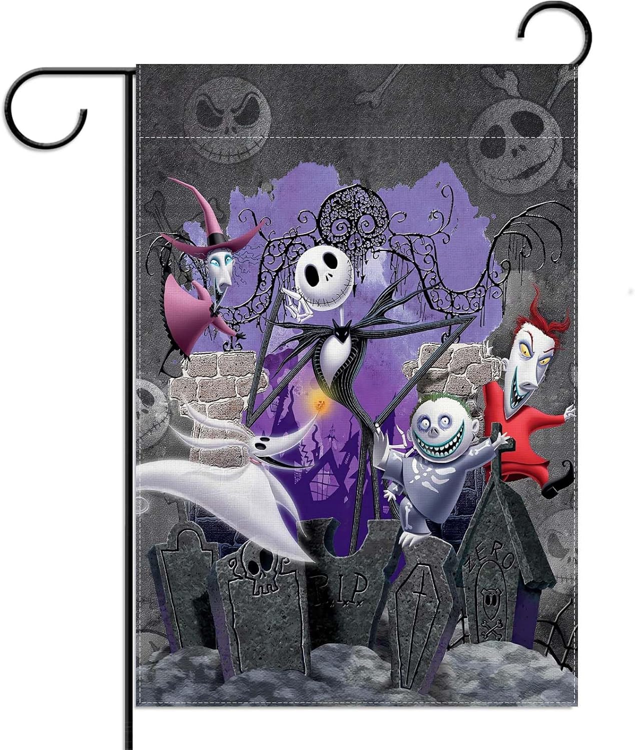Amazon.com : Linen Nightmare Before Christmas Halloween Garden Flag 12. ...