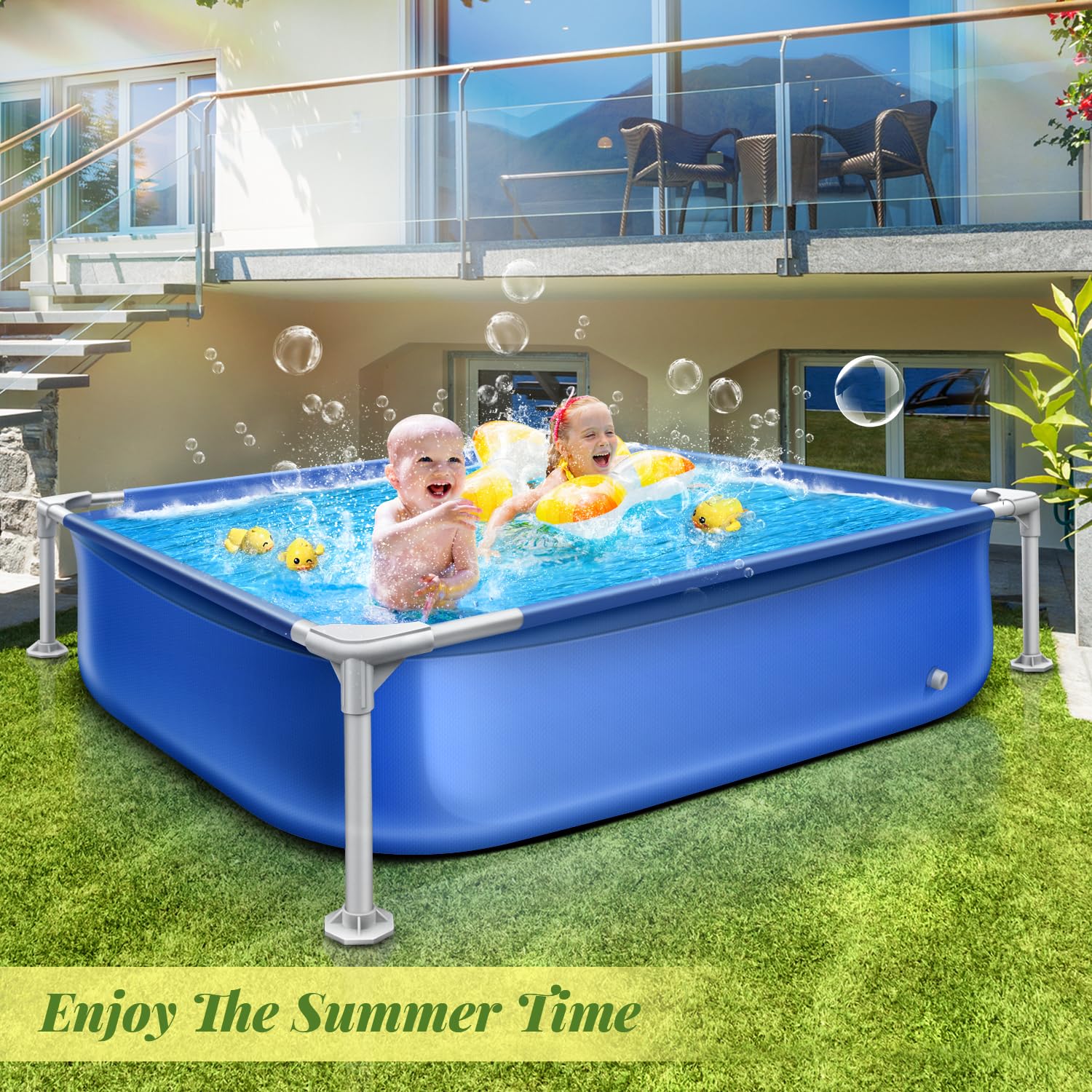 Snapklik.com : Framed Swimming Pool 4 X 4 X 12" Kiddie Pool Above ...