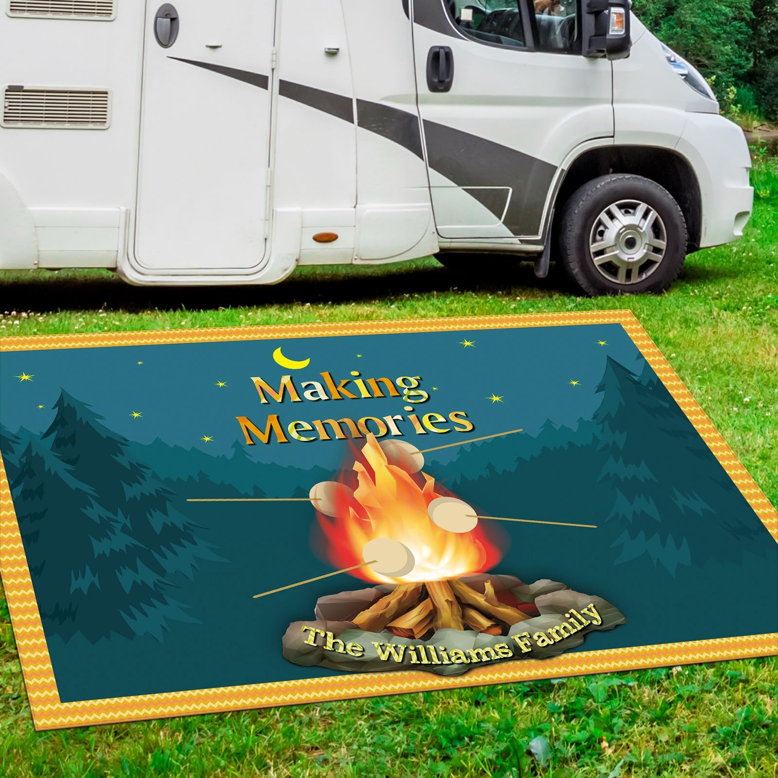 Amazon.com: KafePross Custom RV Rug Making Memories Campfire Outdoor ...
