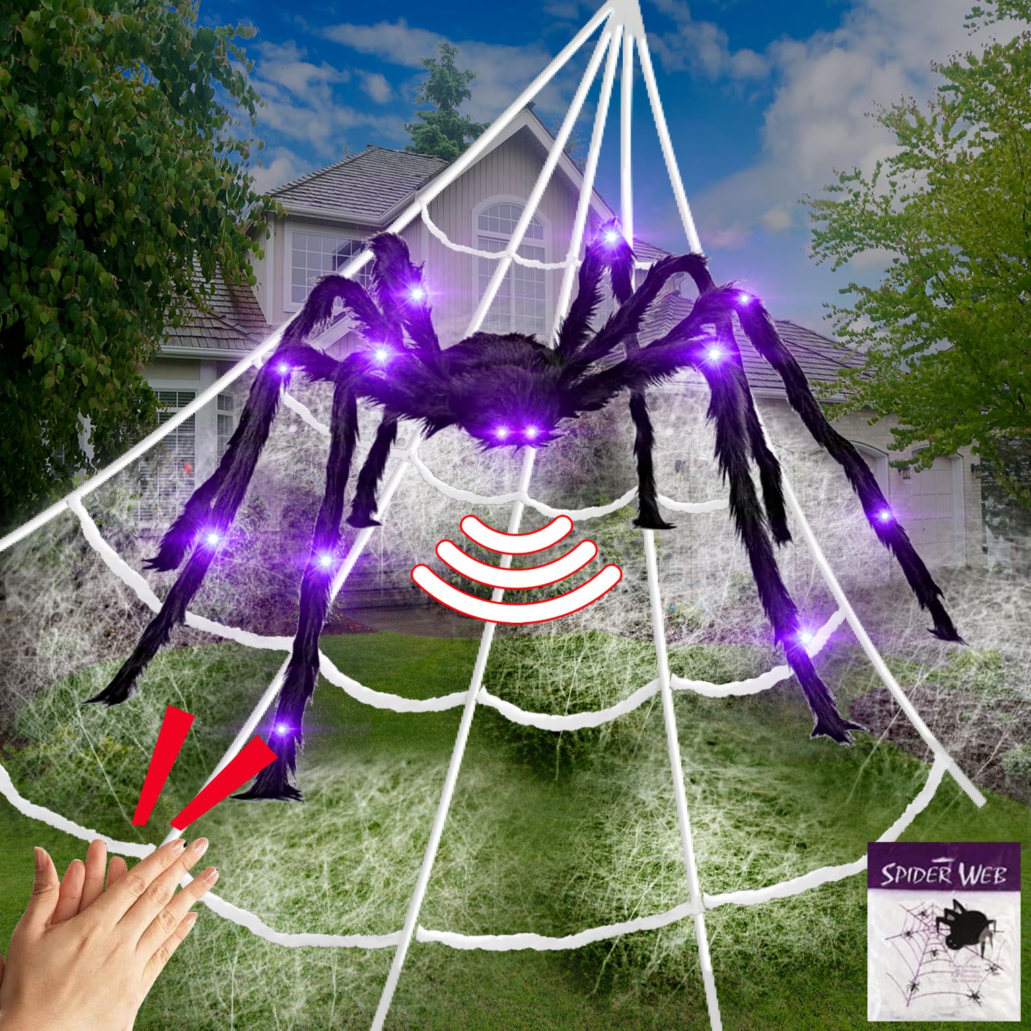Amazon.com: 5ft Giant Light Up Sound Activated Talking Halloween Spider ...