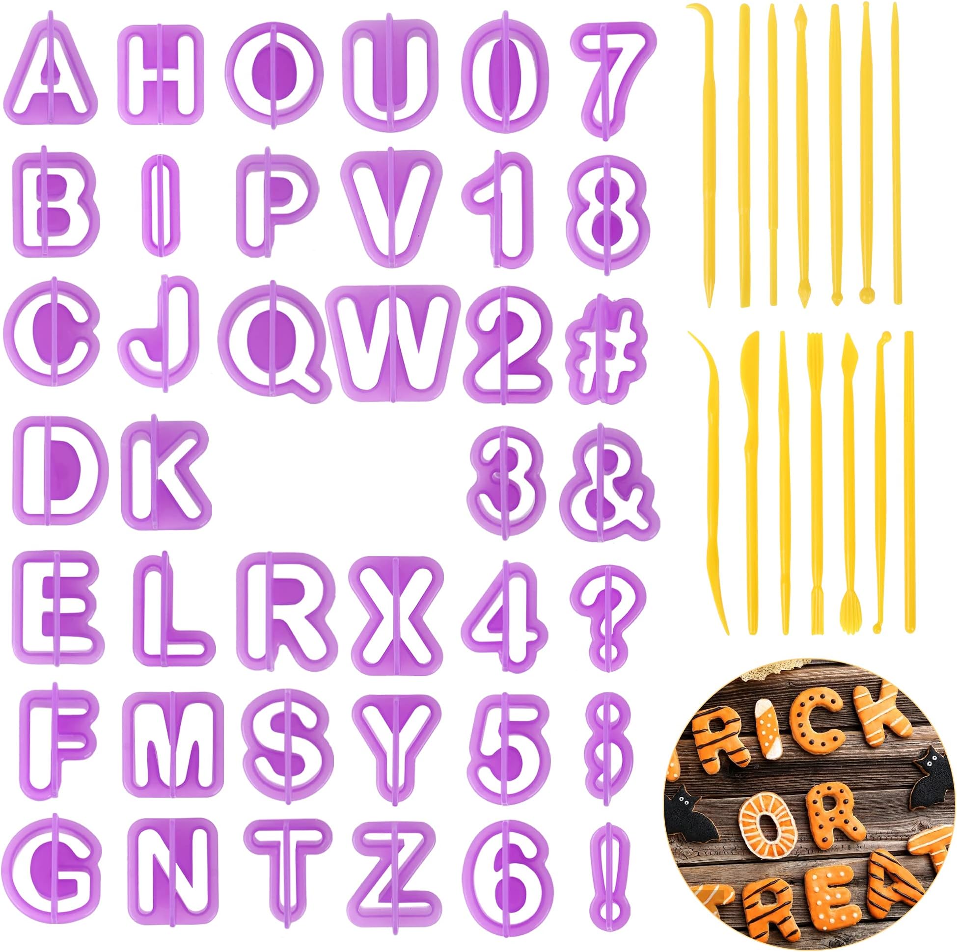 Amazon.com: 40 Piece Fondant Letter Cutters Set Purple Plastics ...