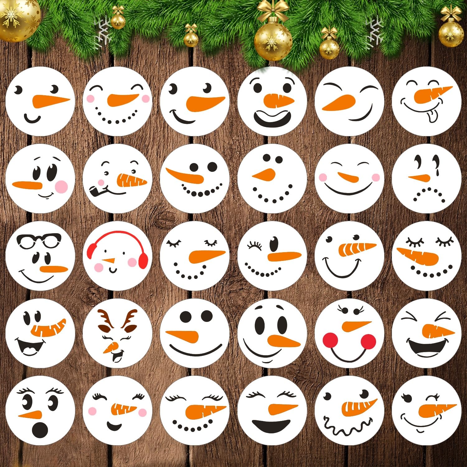 Snapklik.com : Round Snowman Face Stencils, Reusable Christmas Stencils ...