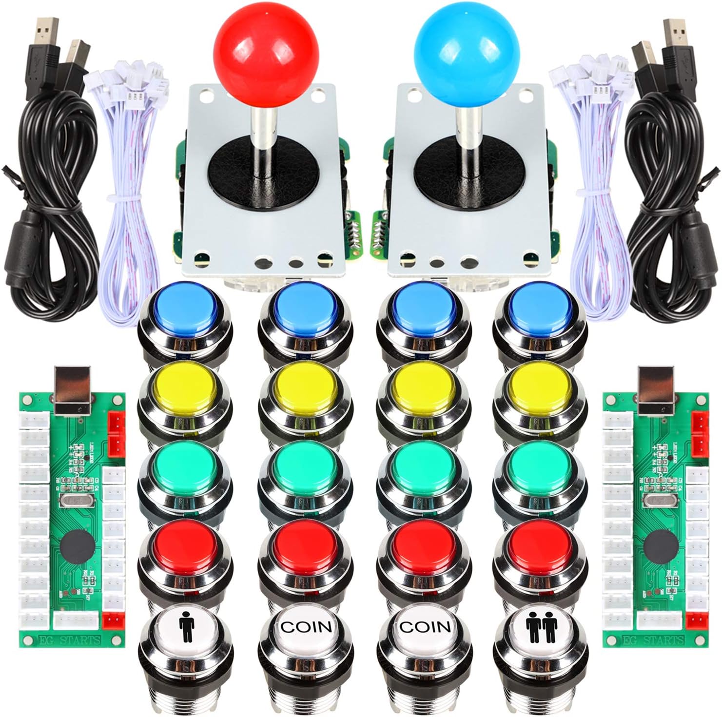 Amazon.com: Gamelec 2-Player Arcade Buttons and Joystick Kit for Home Arcade DIY Controller on ...