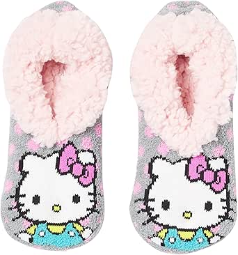 Hello Kitty Women's Teddy Fur Slipper Socks, Grey-Pink, 9-11 at Amazon ...