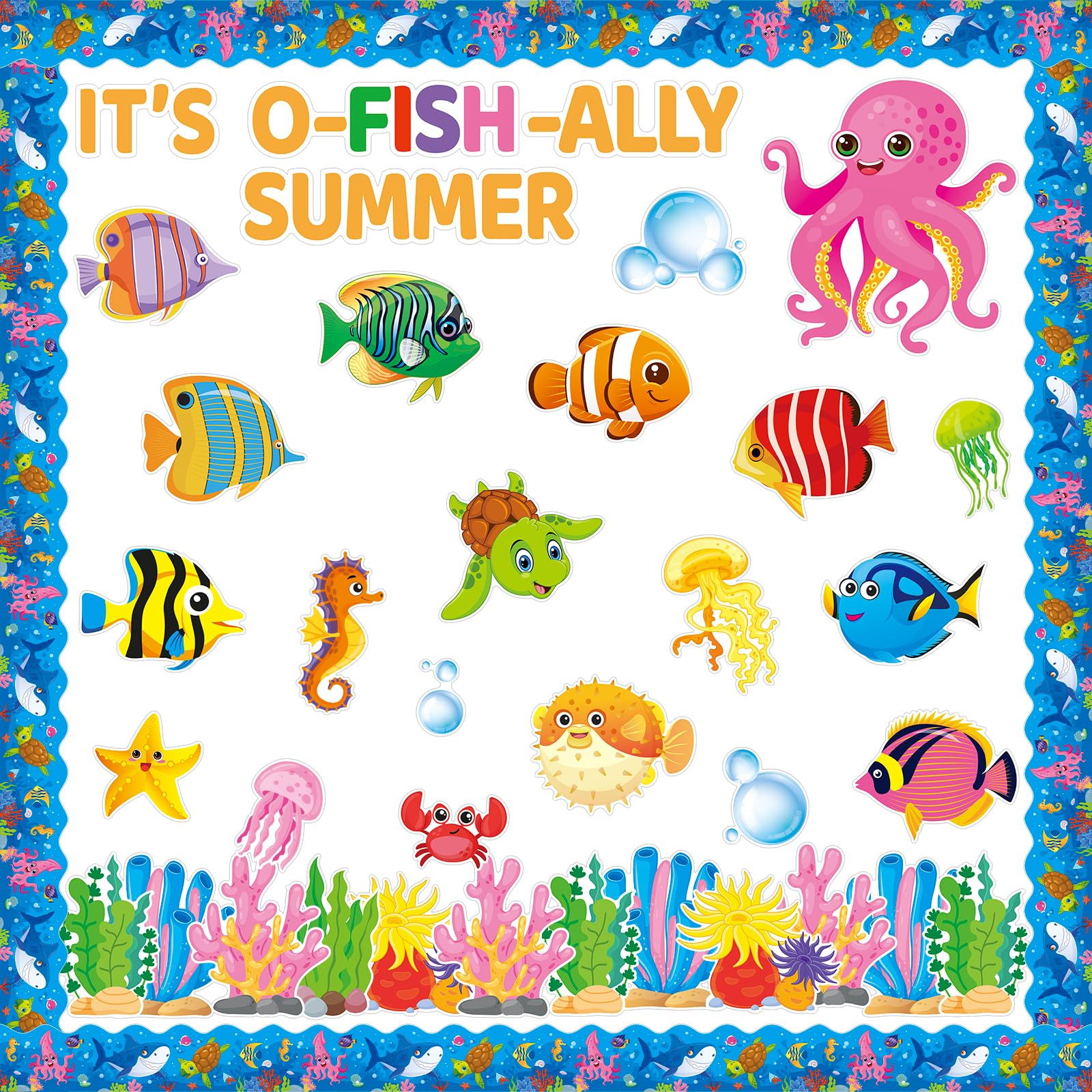 Snapklik.com : Ocean Fish Summer Bulletin Board Set Sea Animal Cutouts ...
