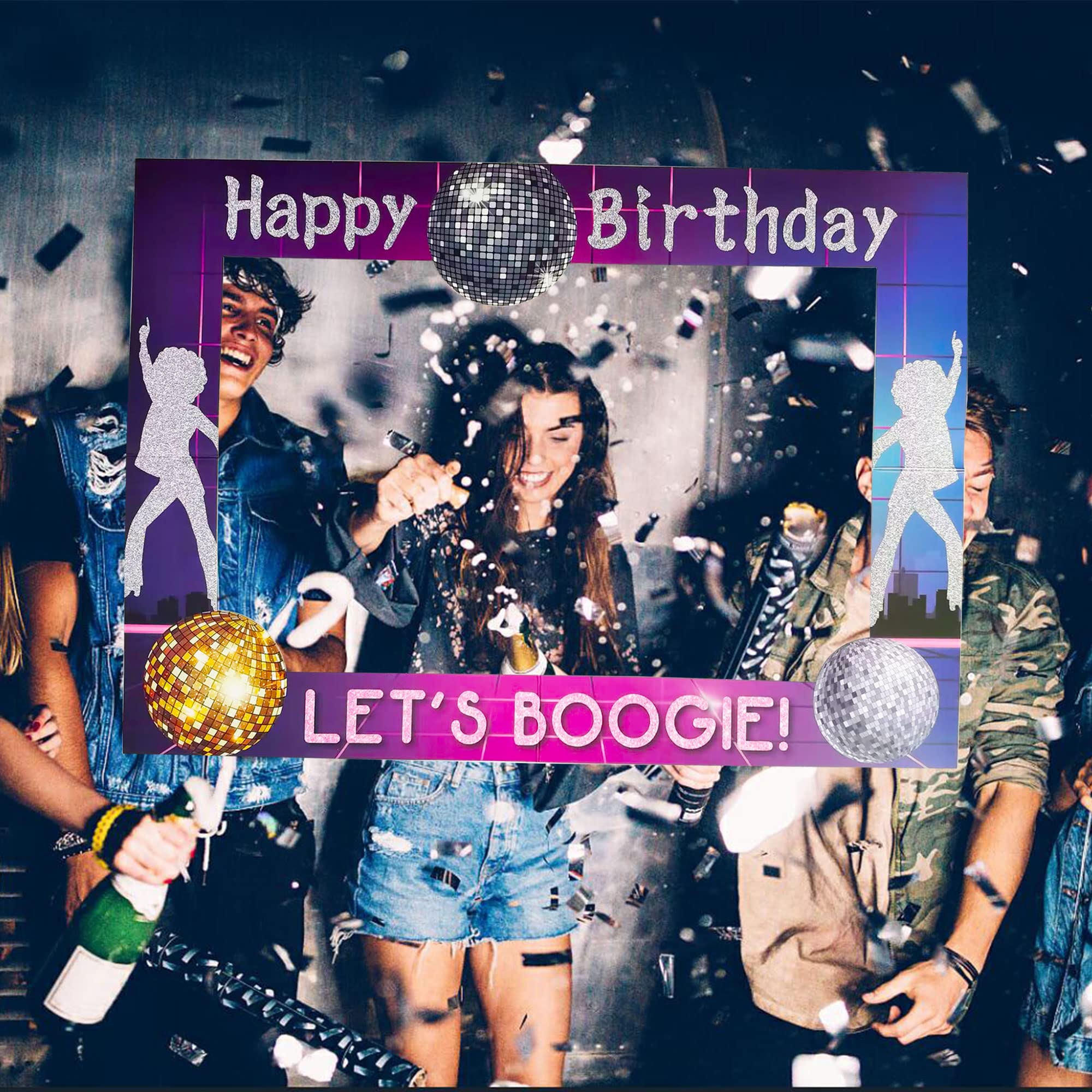 Snapklik.com : 70s Disco Photo Booth Frame Props Disco Party Supplies ...
