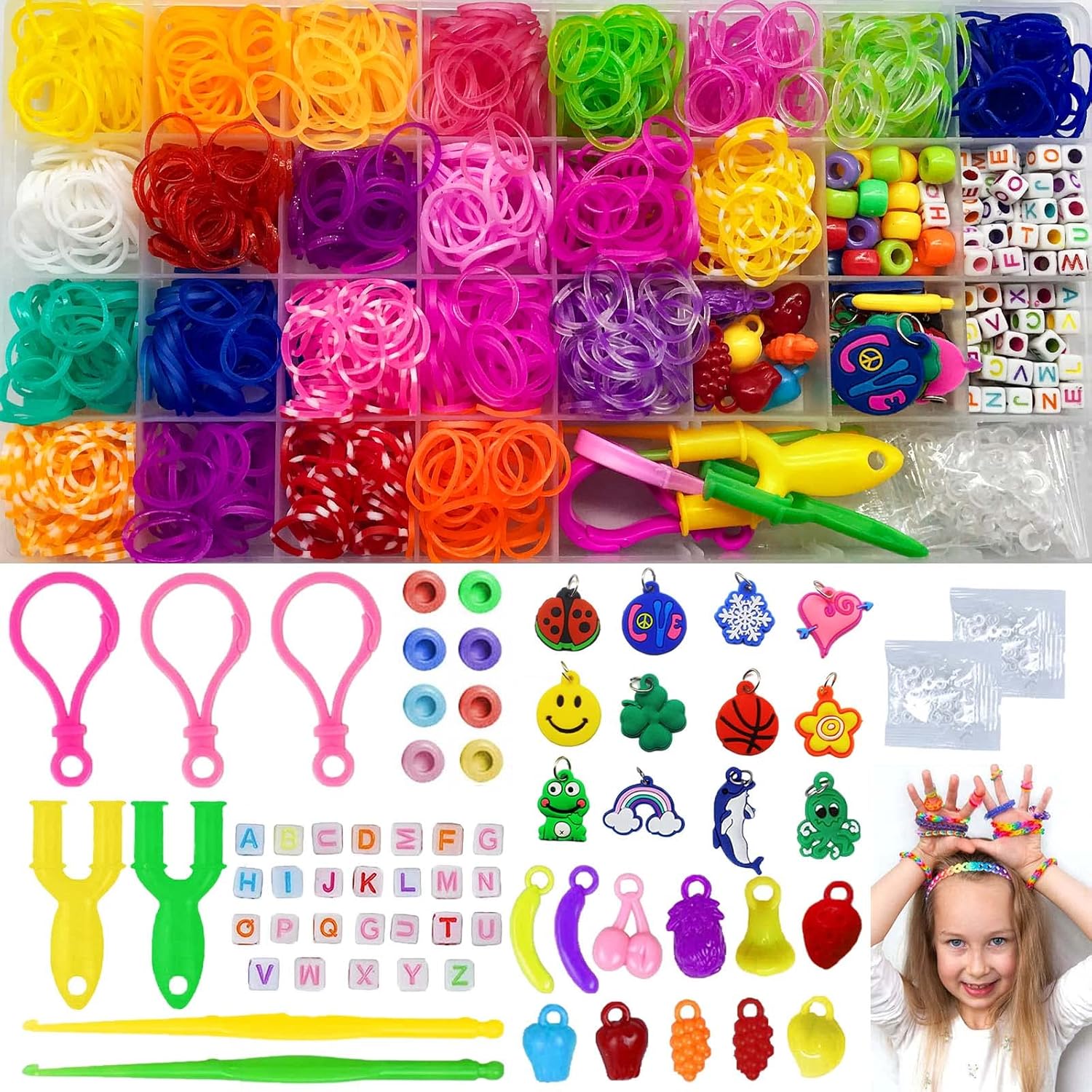 Loom Bands Kit,DIY Rubber Band Set Refill Friendship Bracelet Making ...