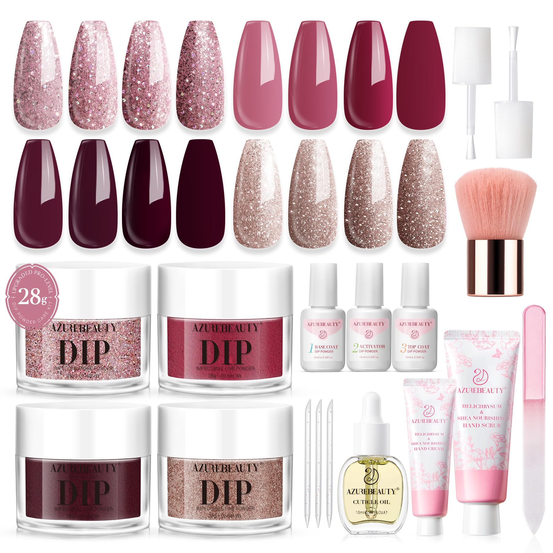 Amazon.com: AZUREBEAUTY Dip Powder Nail Kit Starter 28g/1Oz Glitter ...