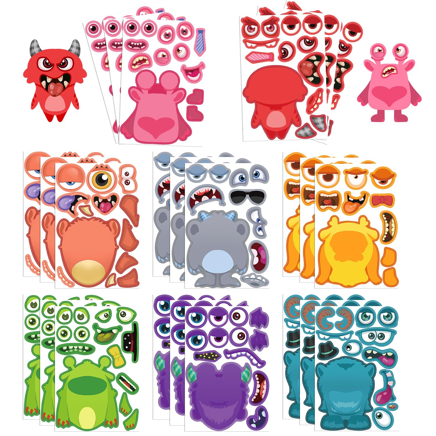 Snapklik.com : Dovipta Cute Monster Stickers For Kids, 24 Sheets Make ...