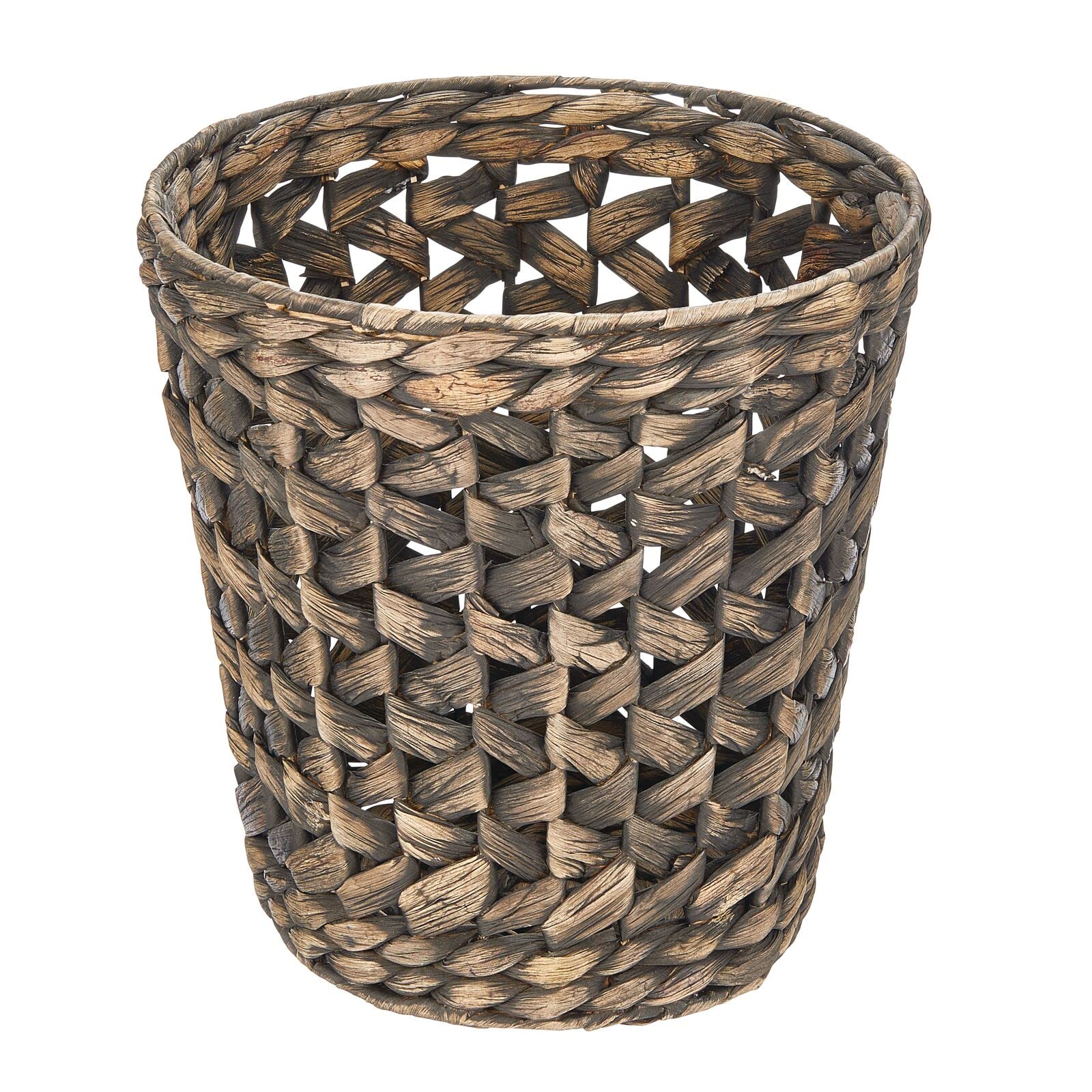 mDesign Water Hyacinth Waste Basket Boho Woven Trash Can - Small Round ...