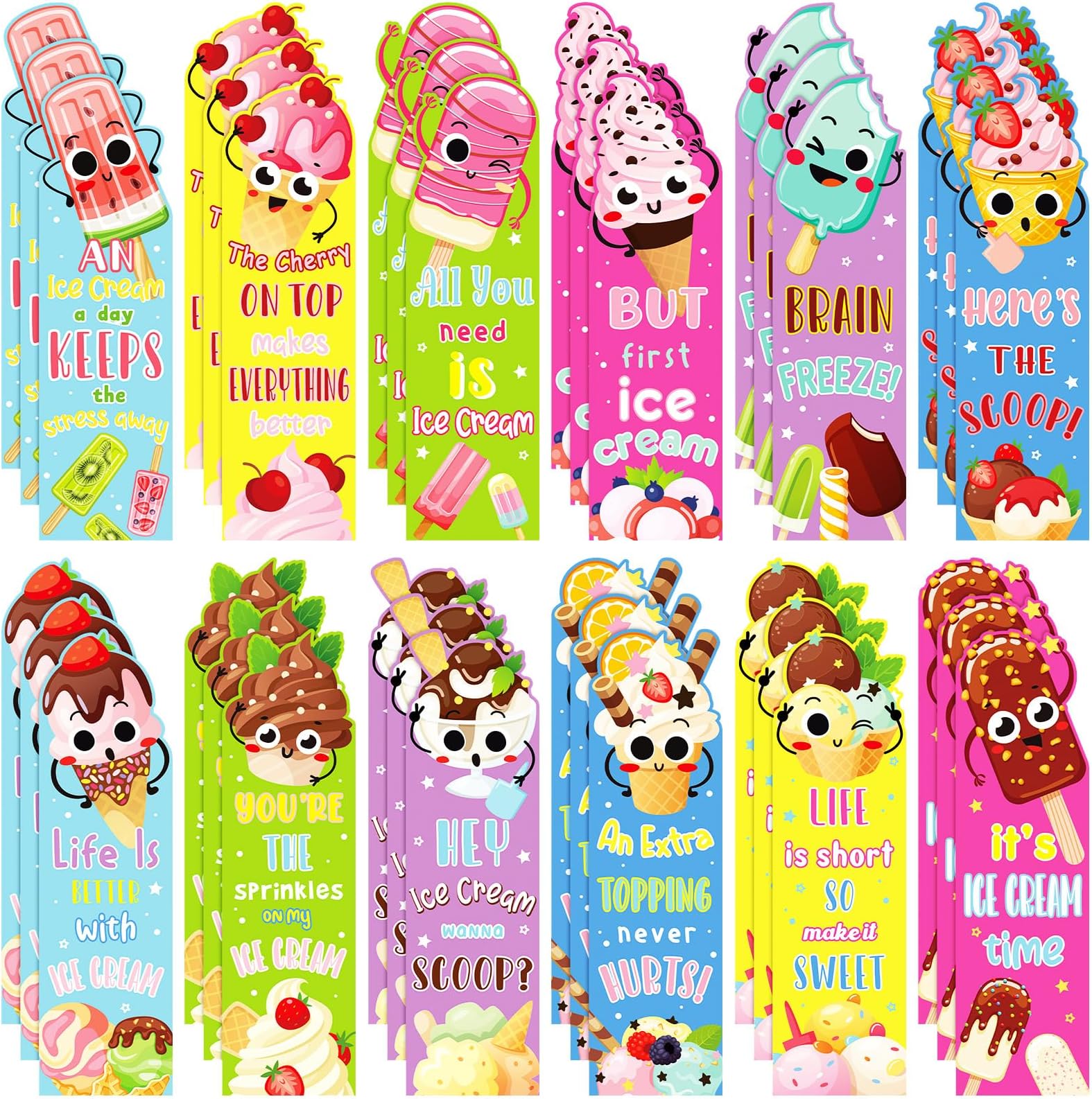 Amazon.com: Fainne 60 Pieces Ice Cream Scented Bookmarks Kids Bulk ...