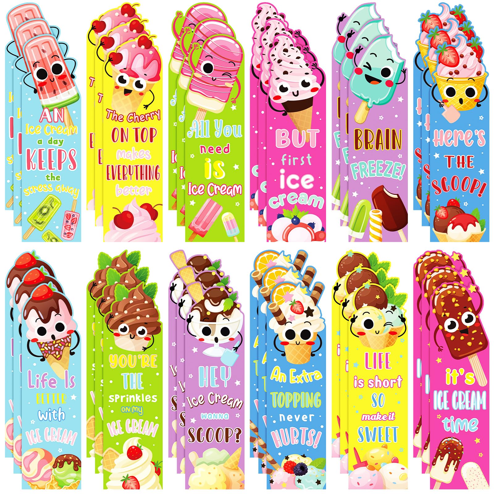 Snapklik.com : 60 Pieces Ice Cream Scented Bookmarks Kids Bulk Scratch ...