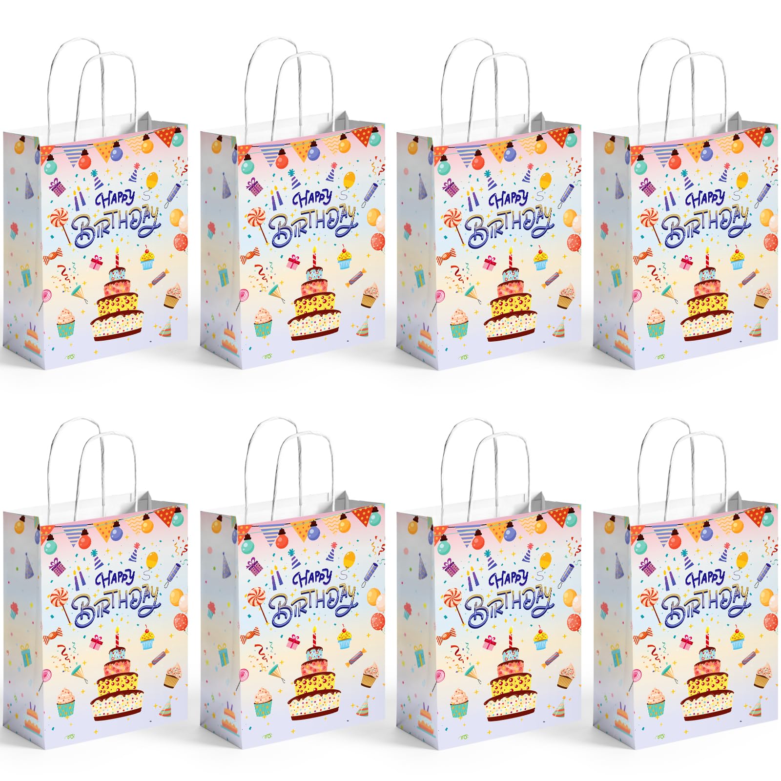 Amazon.com: JOHOUSE 32PCS Happy Birthday Paper Bags, 5.5" x 2.8" x 8 ...