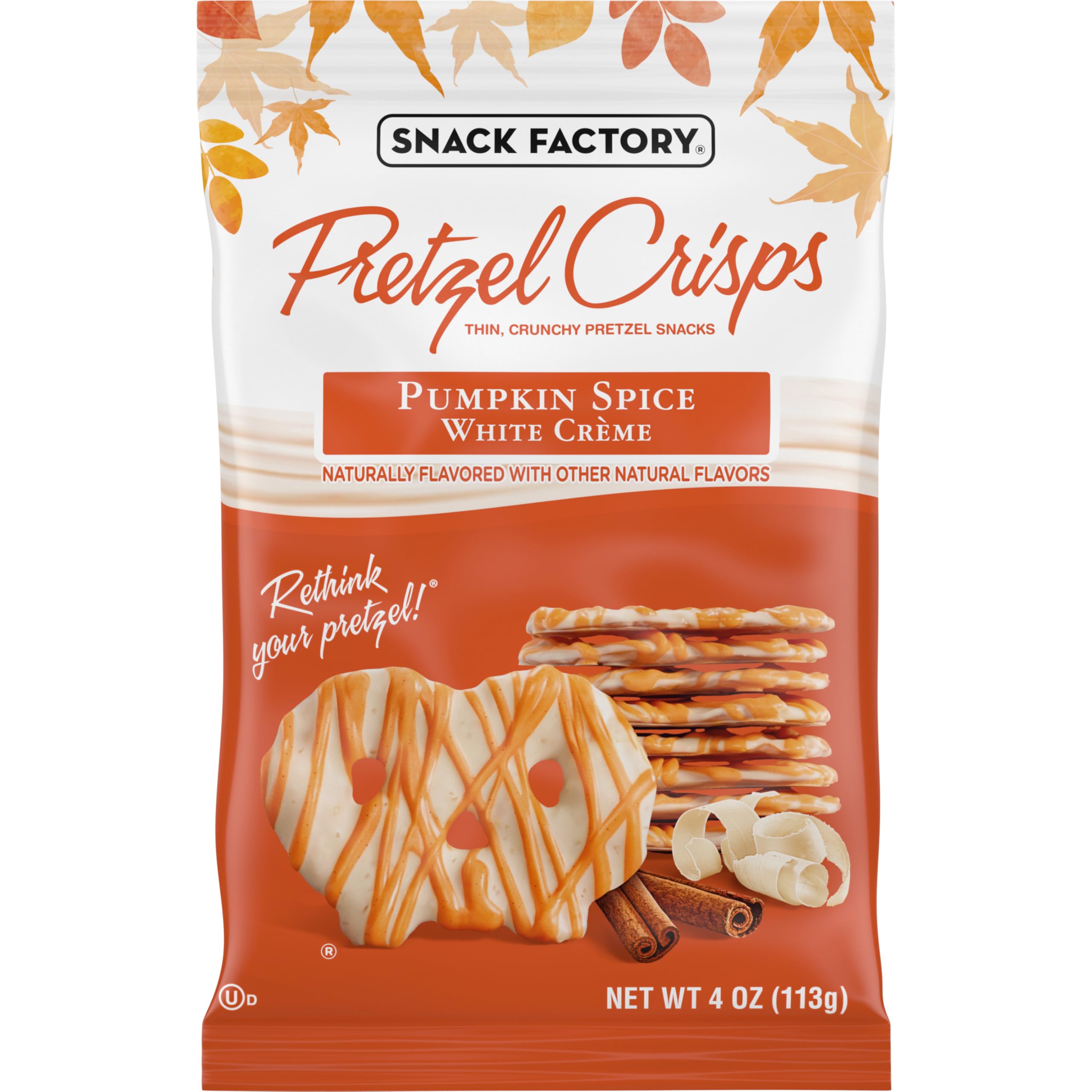 Amazon.com: Snack Factory Pumpkin Spice White Crème Pretzel Crisps, 4 ...