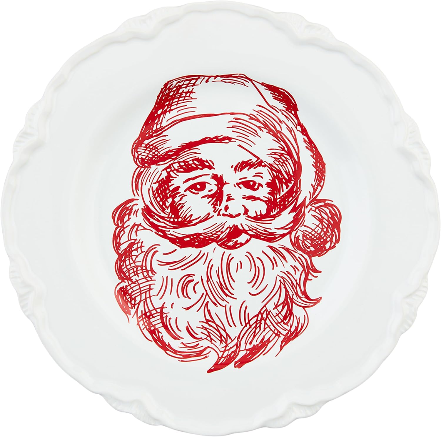 Amazon.com | Mud Pie Santa Toile Xmas Dessert Plate; 8" dia: Dessert Plates