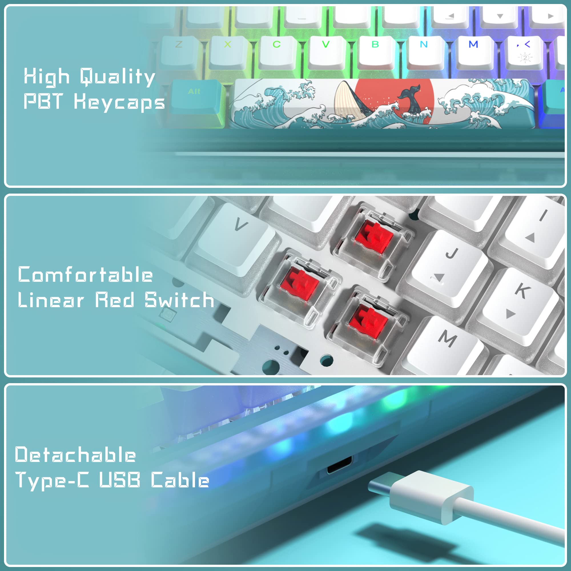 Snapklik.com : Womier 60% Percent Keyboard, WK61 Mechanical RGB Wired ...