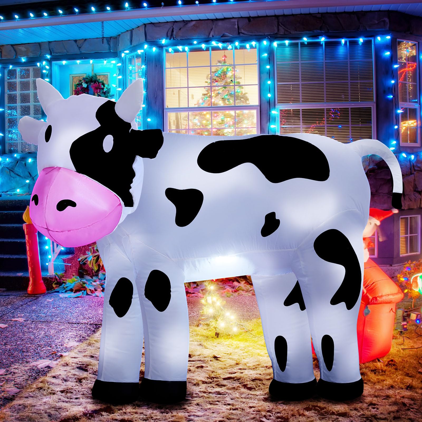Amazon.com: Syhood 6 Ft Christmas Inflatable Cow Decoration with LED ...